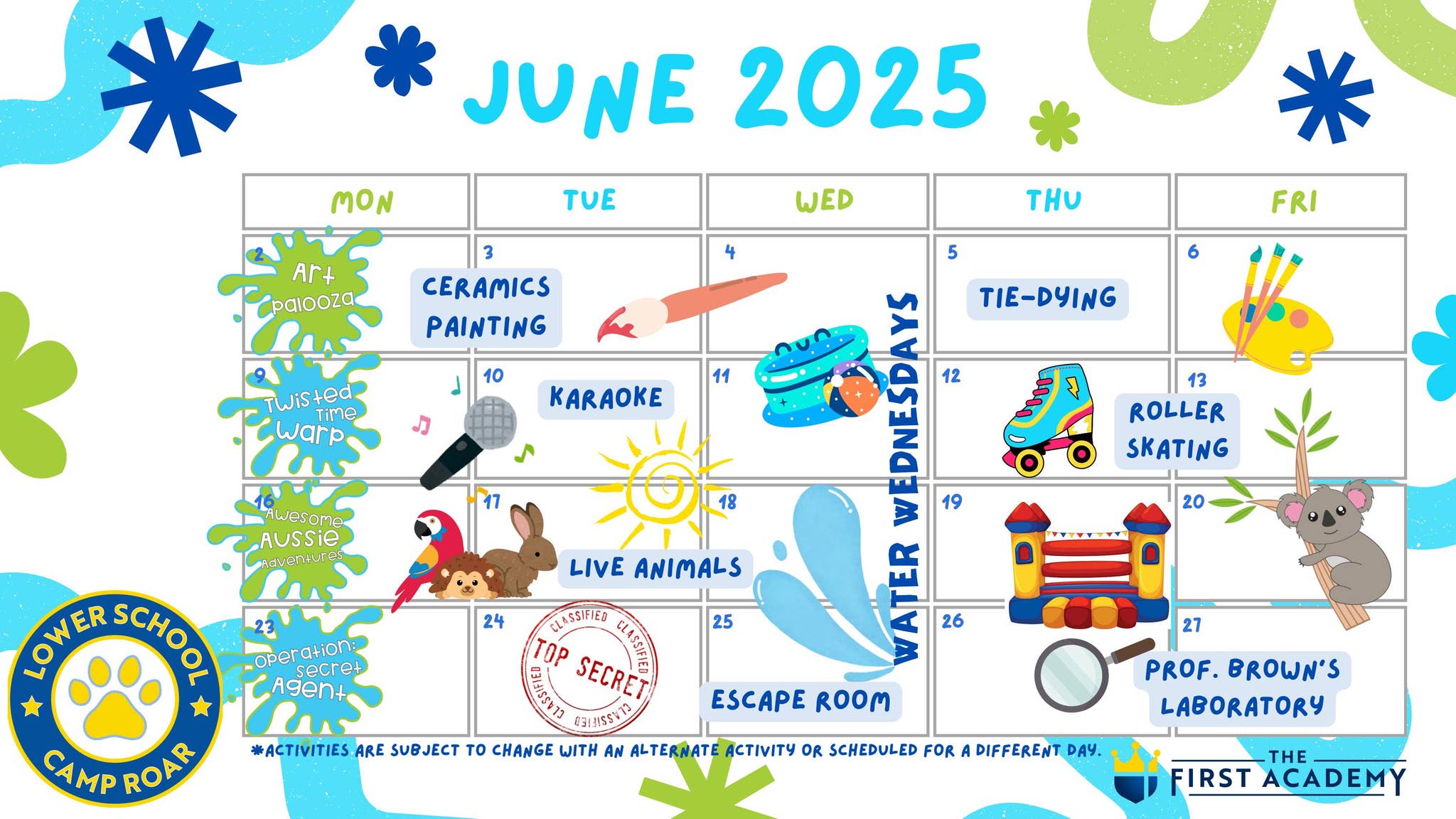 Camp Roar Weekly Calendar 2024 by The First Academy - Issuu