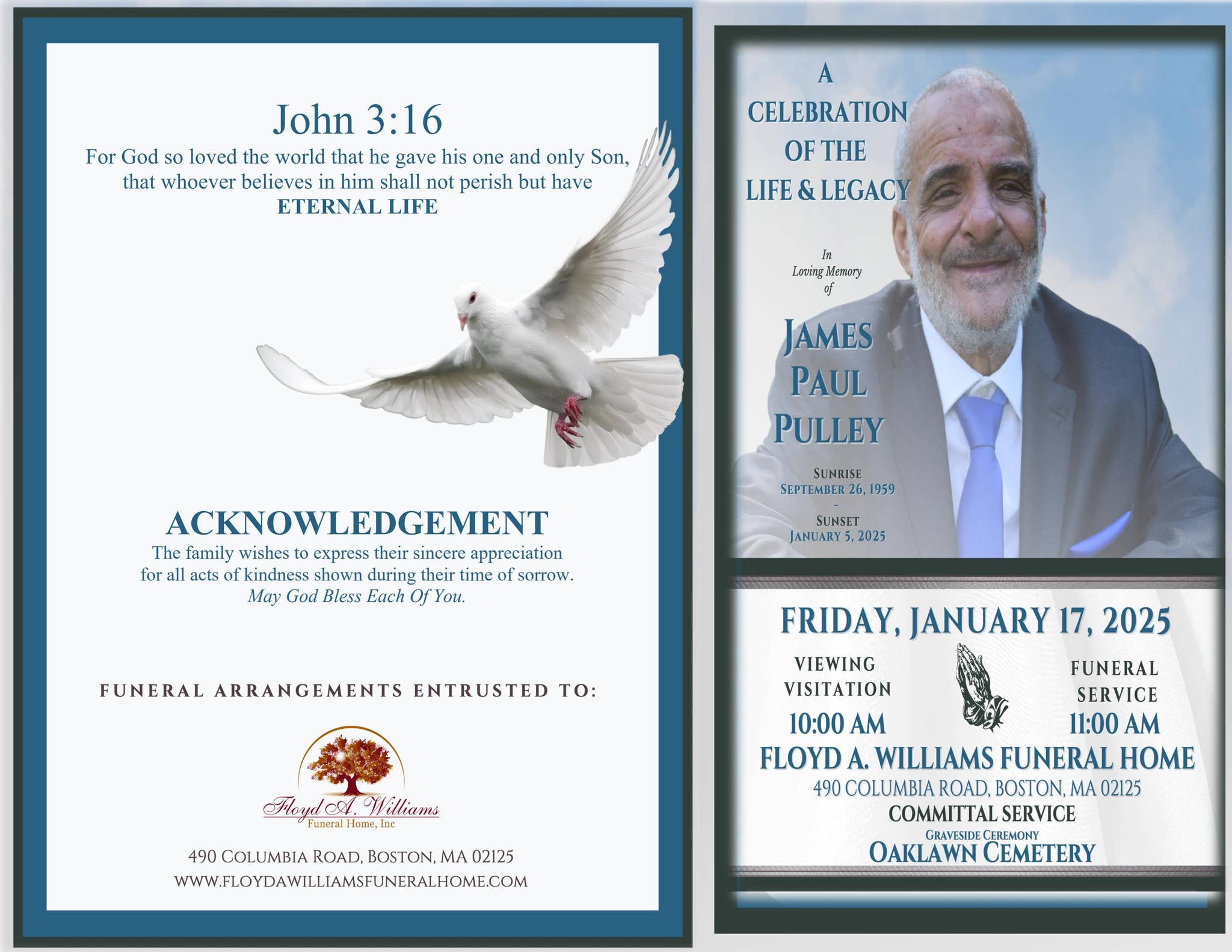 Memorial Folder for the Late James Paul Pulley by PAUSEatFAWFH1 - Issuu