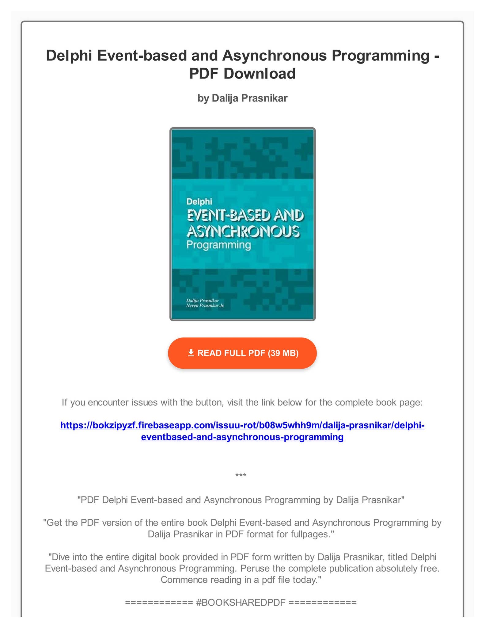 PDF Delphi Event-based and Asynchronous Programming by Dalija Prasnikar ... PDF Delphi Event-based and Asynchronous Programming by Dalija Prasnikar ...