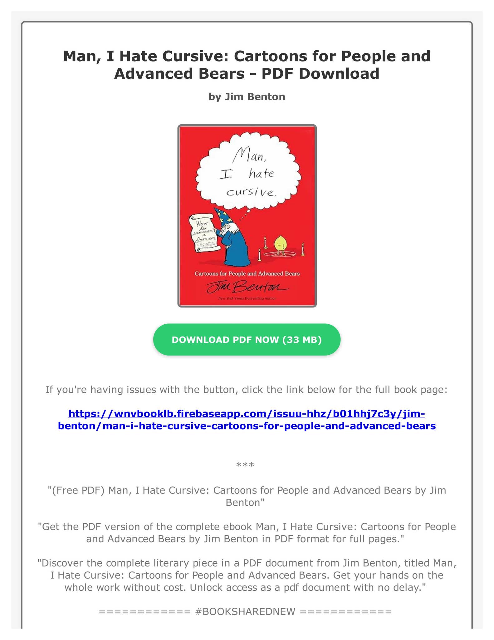 Free Pdf Man I Hate Cursive Cartoons For People And Advanced Bears