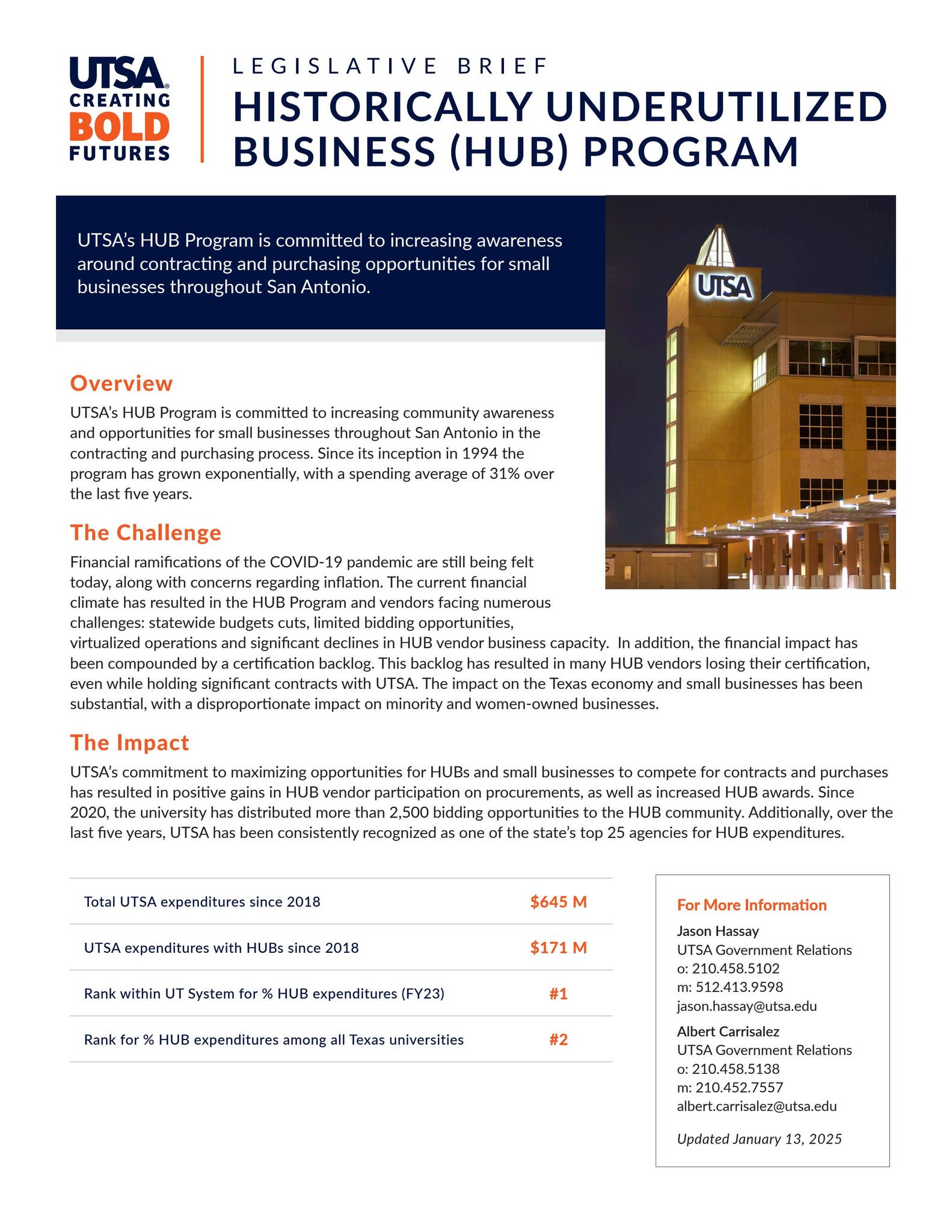 Historically Underutilized Business (HUB) Program by UTSA - The ...