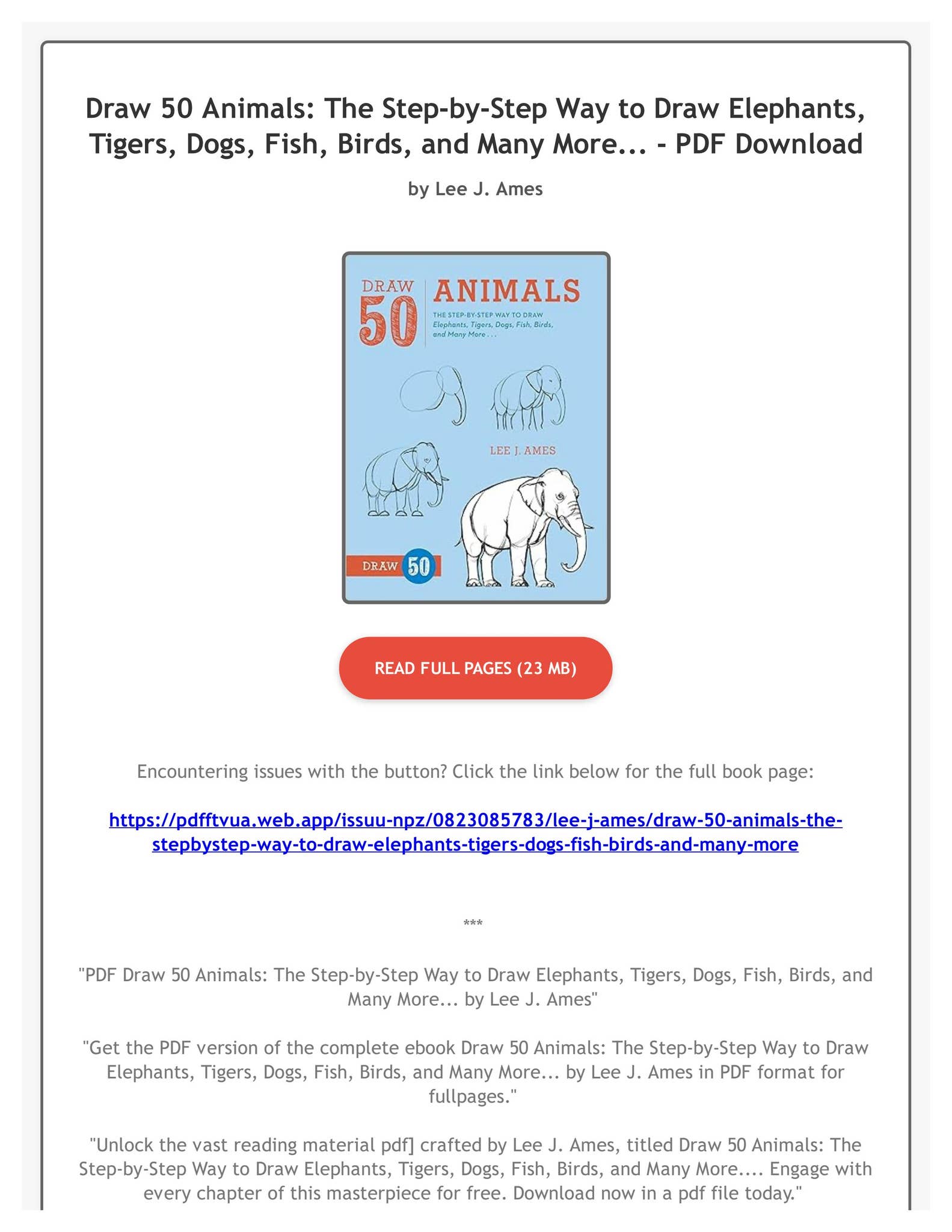 PDF Draw 50 Animals: The Step-by-Step Way to Draw Elephants, Tigers ...