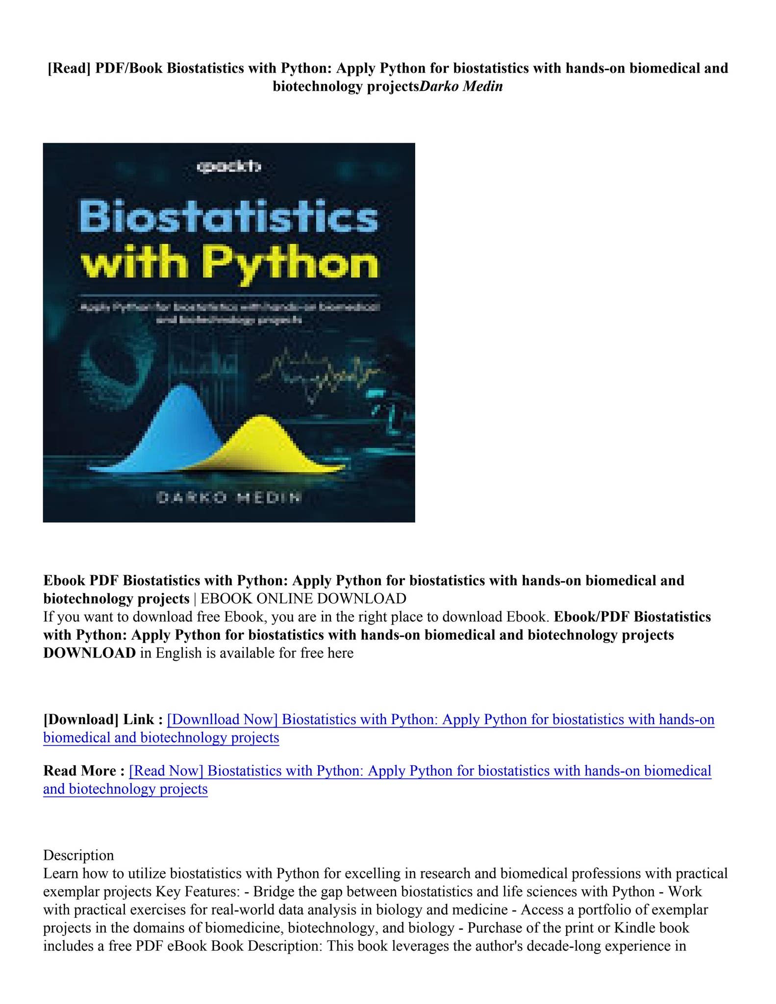 Pdf Download Biostatistics With Python Apply Python For Biostatistics With Hands On 4191