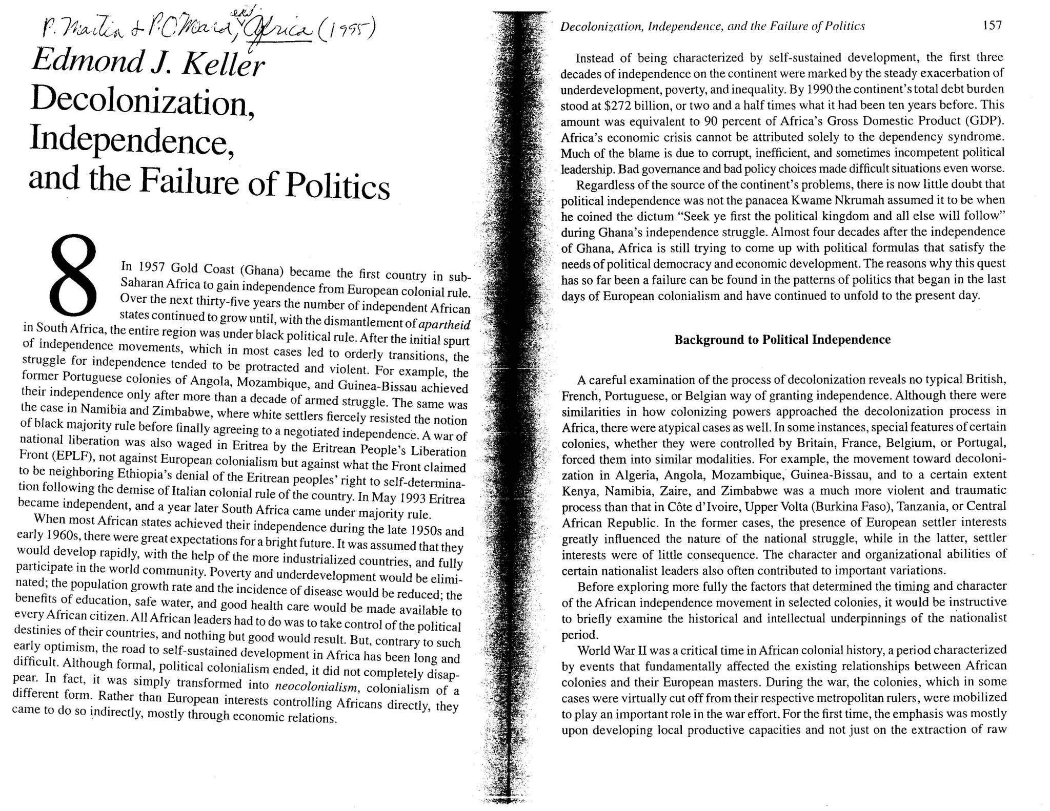 Decolonization, Independence, and the Failure of Politics by demandside ...