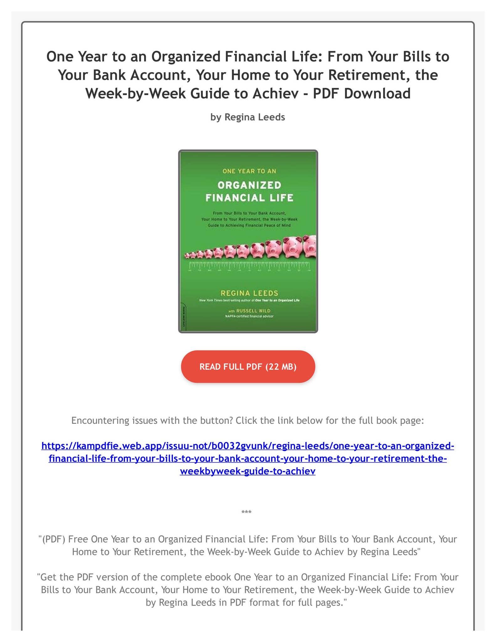 (PDF) Free One Year to an Organized Financial Life: From Your Bills to ...