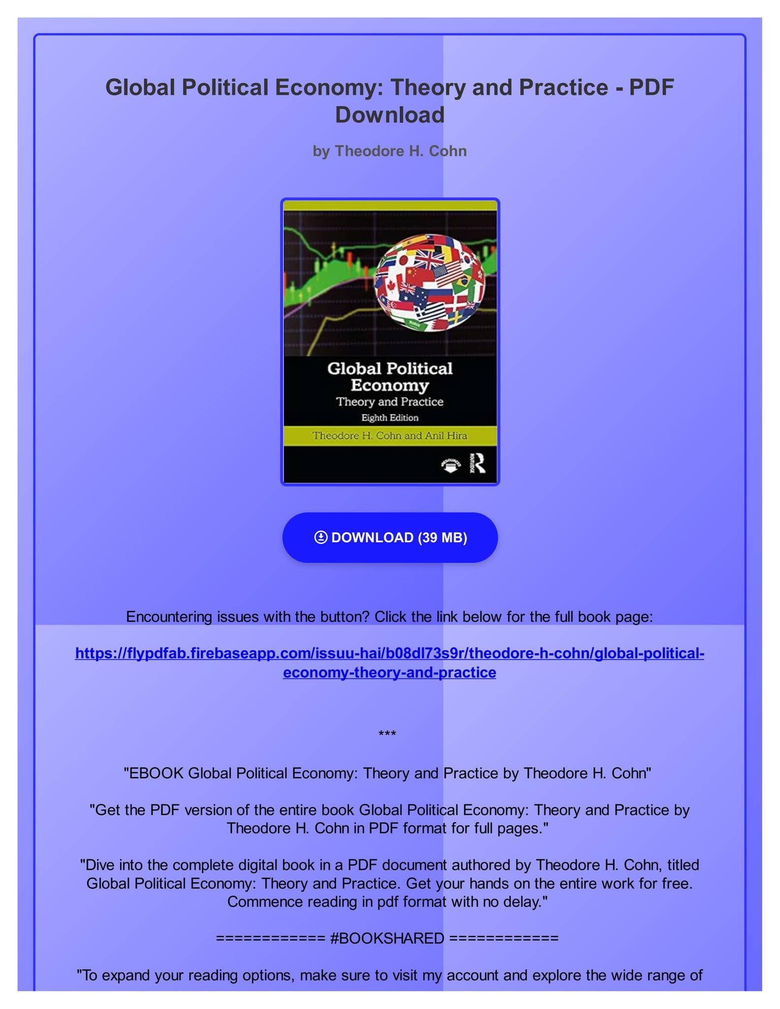 EBOOK Global Political Economy: Theory and Practice by Theodore H. Cohn ...