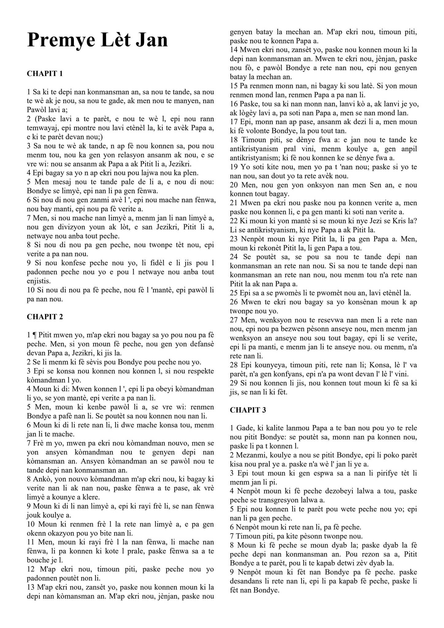 Haitian Creole - The First Epistle of John by Filipino Tracts and ...