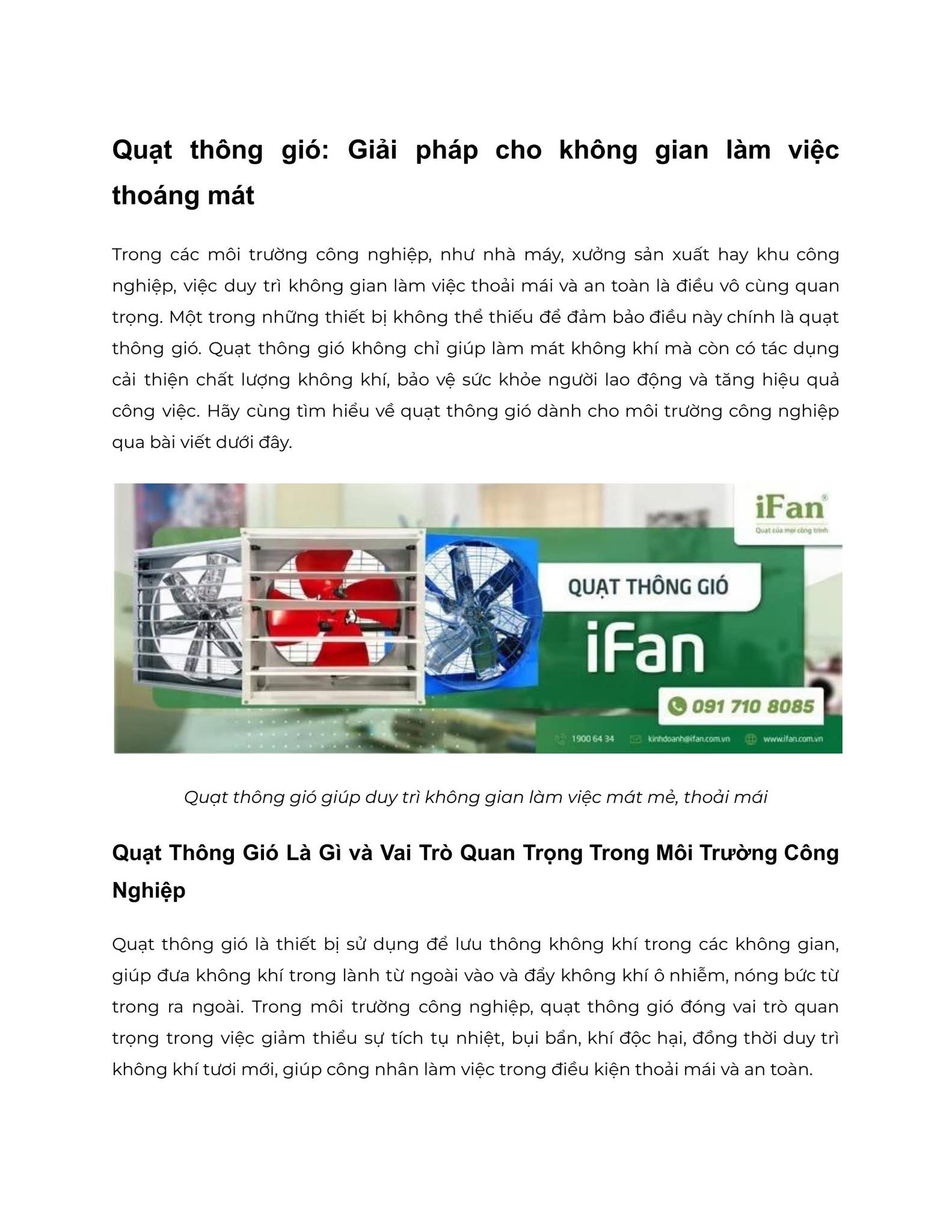 Quạt thông gió: Giải pháp cho không gian làm việc thoáng mát by Quạt công nghiệp - iFan Group ...