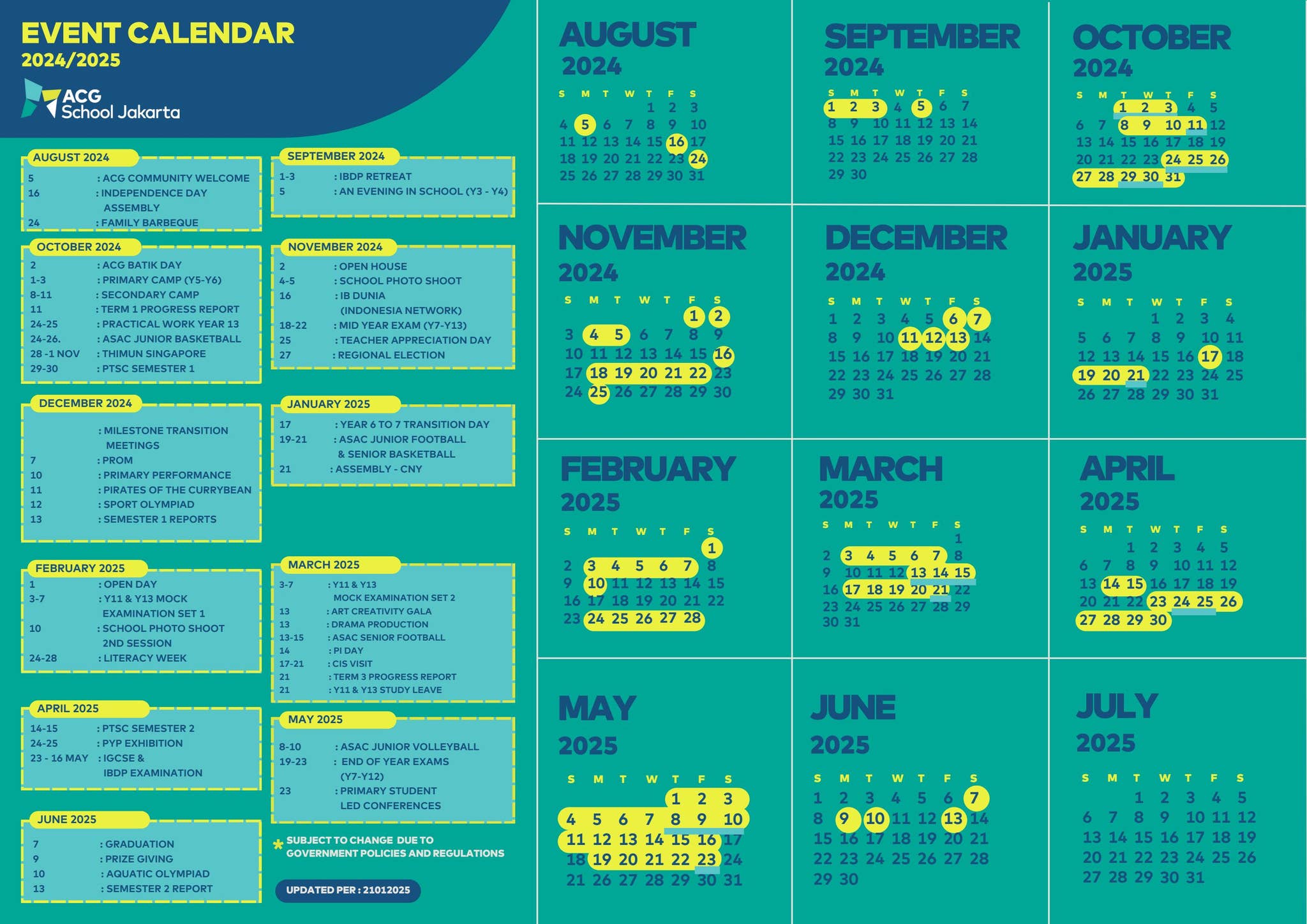 Event Calendar 2024/2025 of ACG School Jakarta by ACG Schools - Issuu