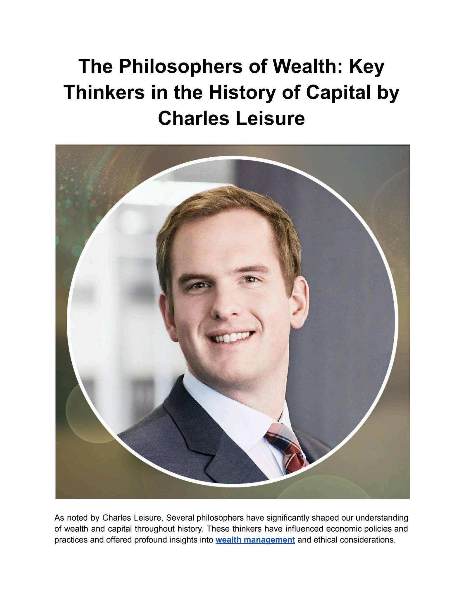 The Philosophers of Wealth_ Key Thinkers in the History of Capital by Charles Leisure by Charles ...