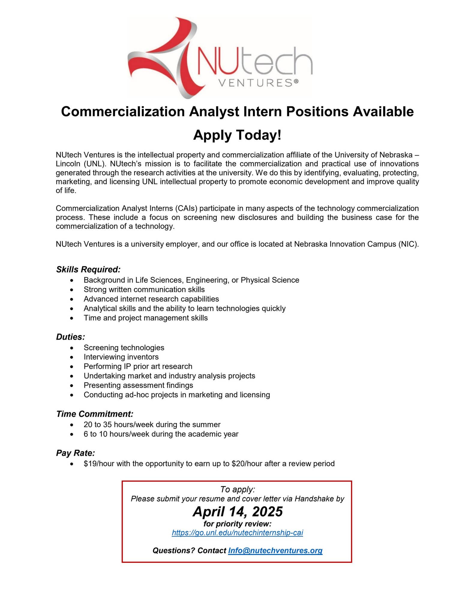 Commercialization Analyst Intern Position Posting 2025 by NUtech Ventures - Issuu