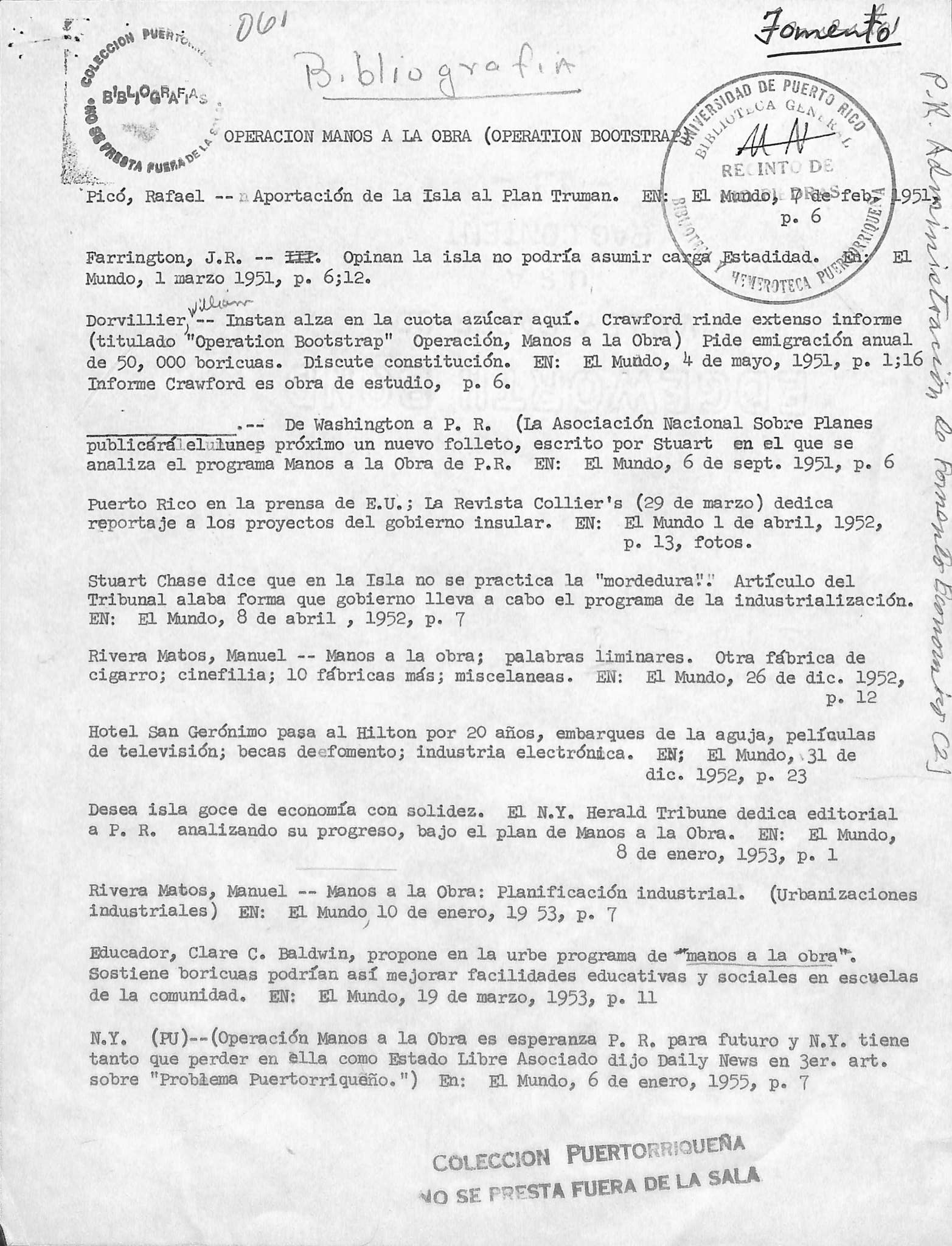 Operacion Manos a la Obra: bibliografía (Operation Bootstrap) by La ...