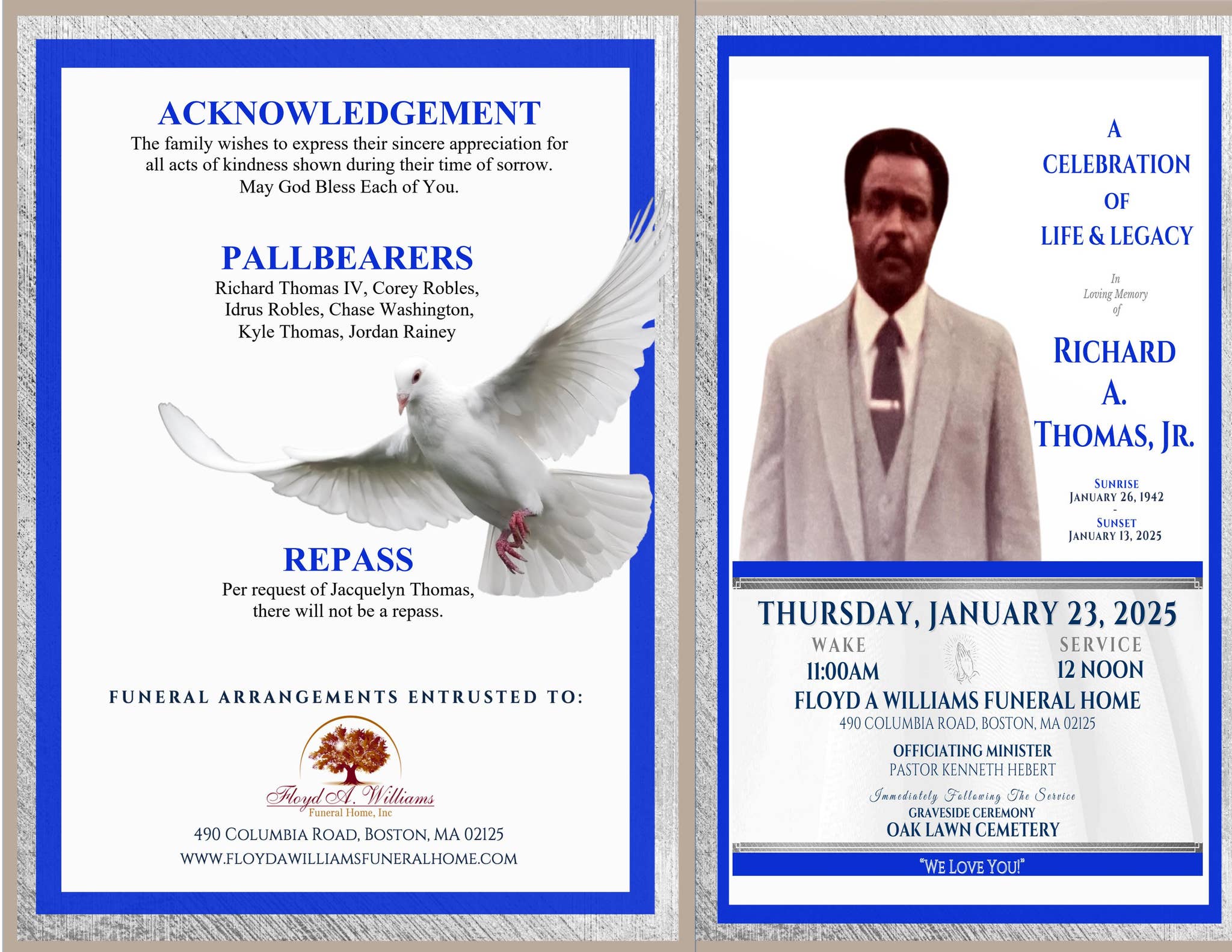 Memorial Folder for the Late Richard Thomas, Jr. by PAUSEatFAWFH1 - Issuu