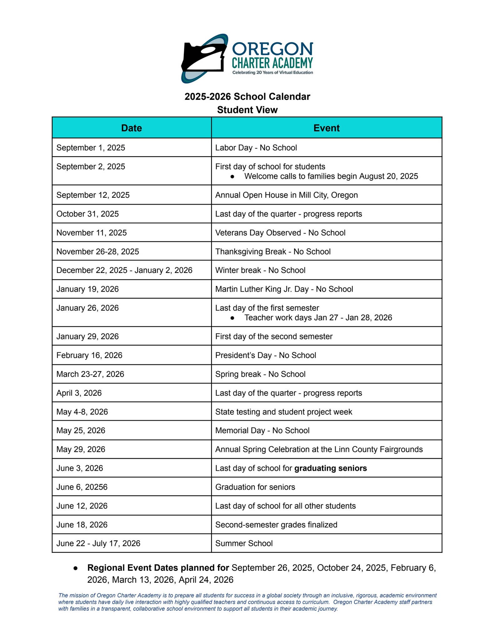 2025-26 School Calendar by Lexie Boren - Issuu