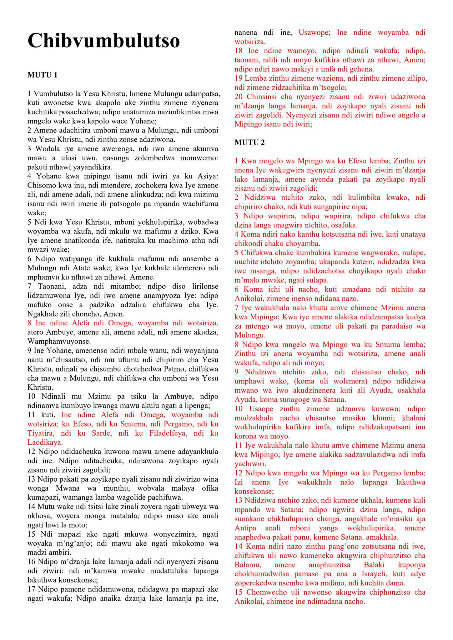 Chichewa - The Book of Revelation by Filipino Tracts and Literature ...