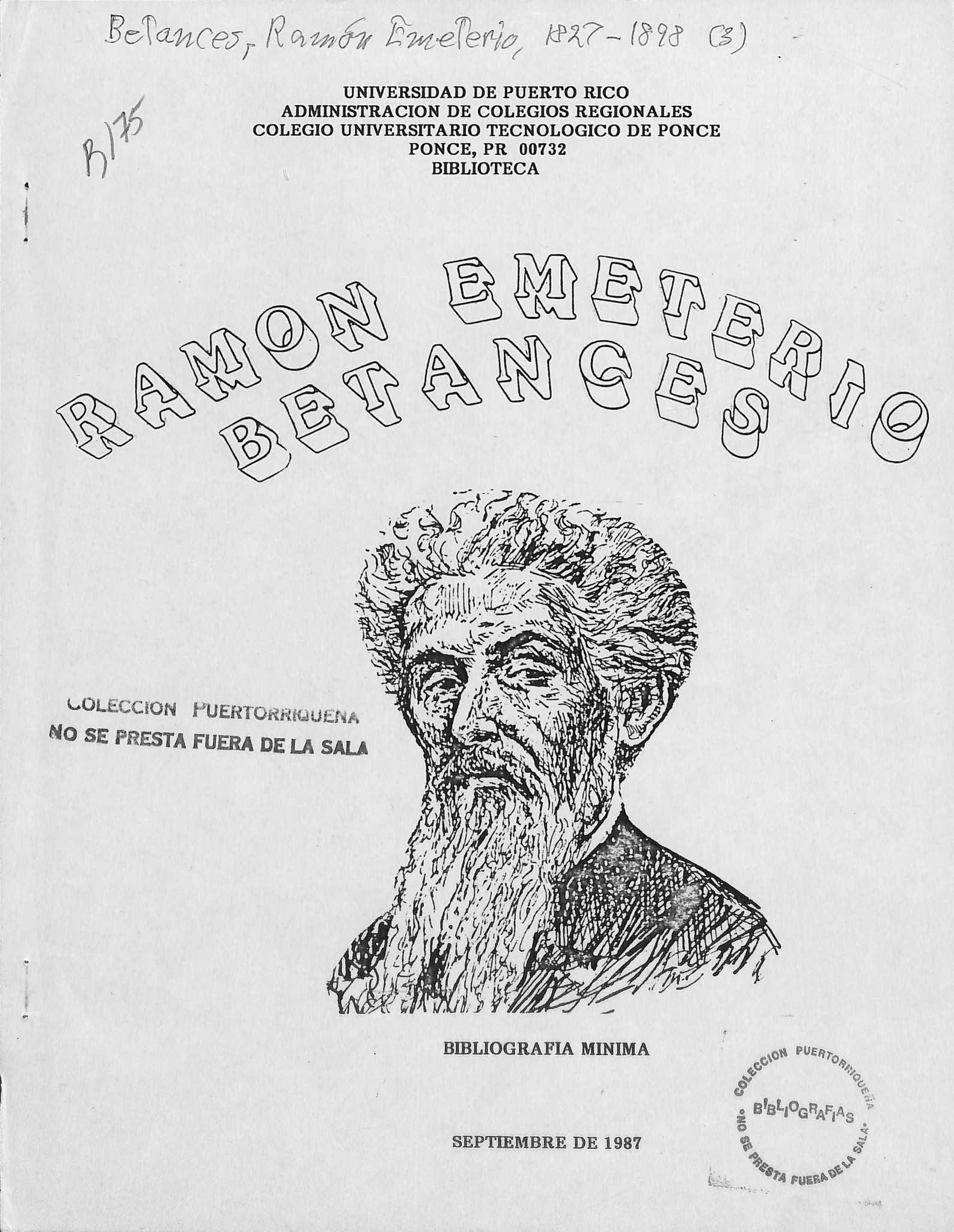 Ramon Emeterio Betances: bibliografía mínima (1987) by La Colección ...