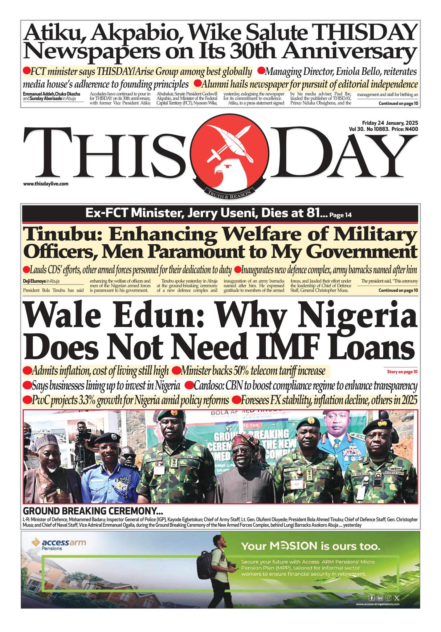 FRIDAY 24TH JANUARY 2025 by THISDAY Newspapers Ltd - Issuu