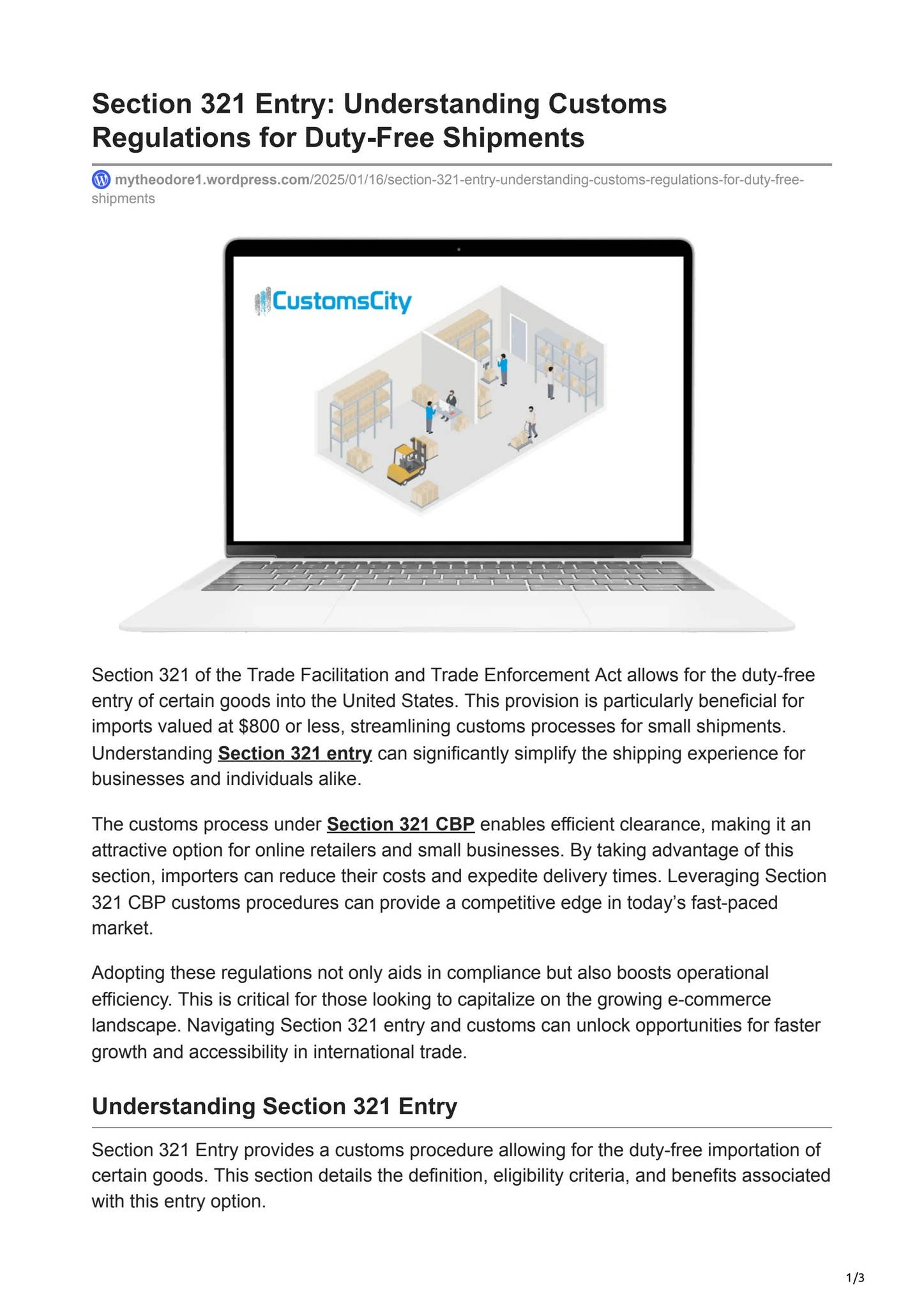 Section 321 Entry Understanding Customs Regulations for Duty ...