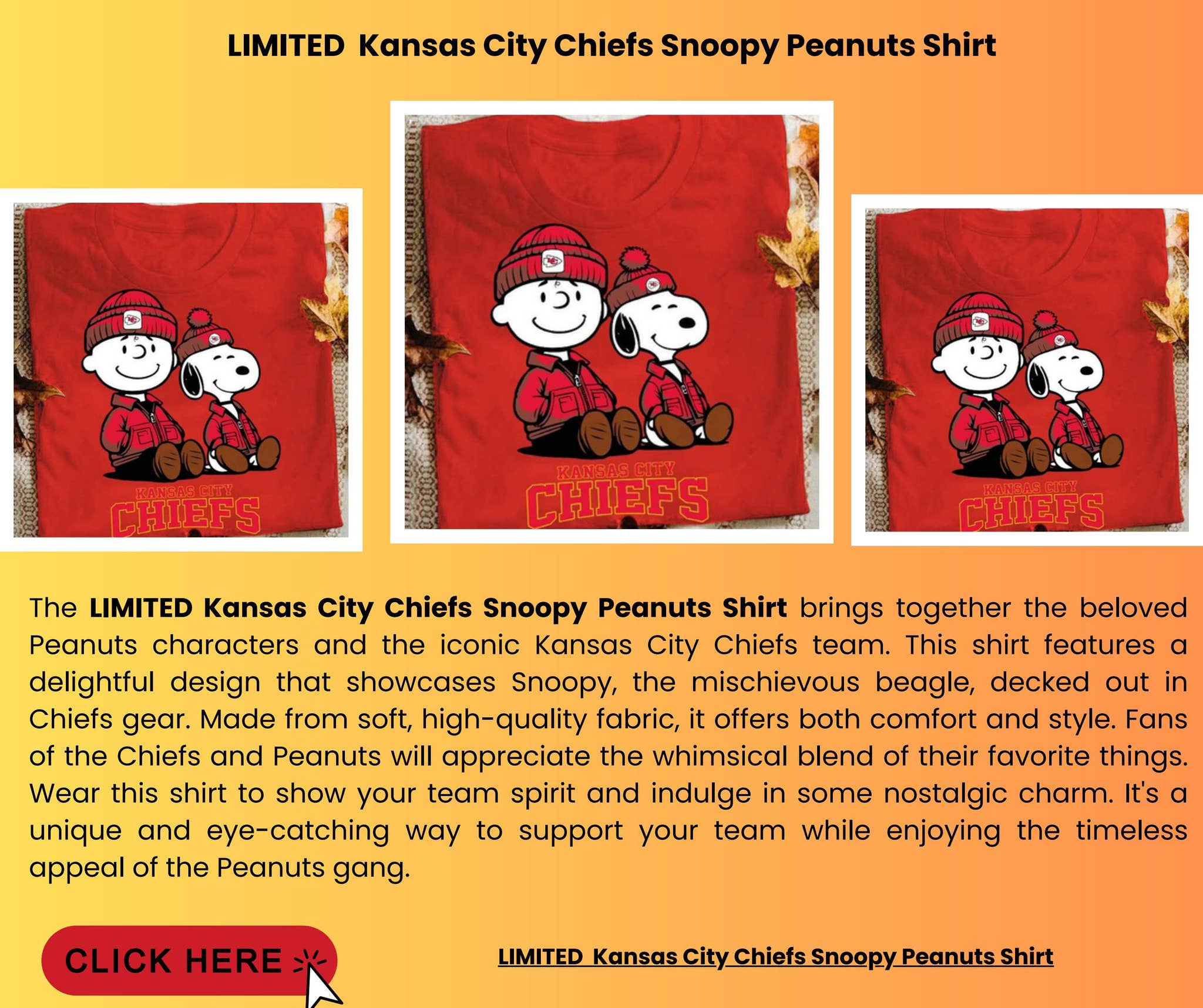 LIMITED Kansas City Chiefs Snoopy Peanuts Shirt by Top Products ...