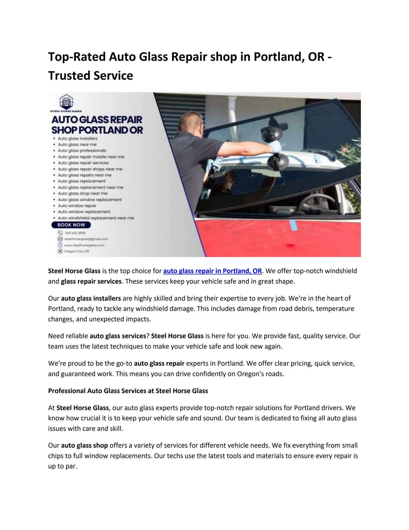 Top-Rated Auto Glass Repair shop in Portland, OR - Trusted Service by ...
