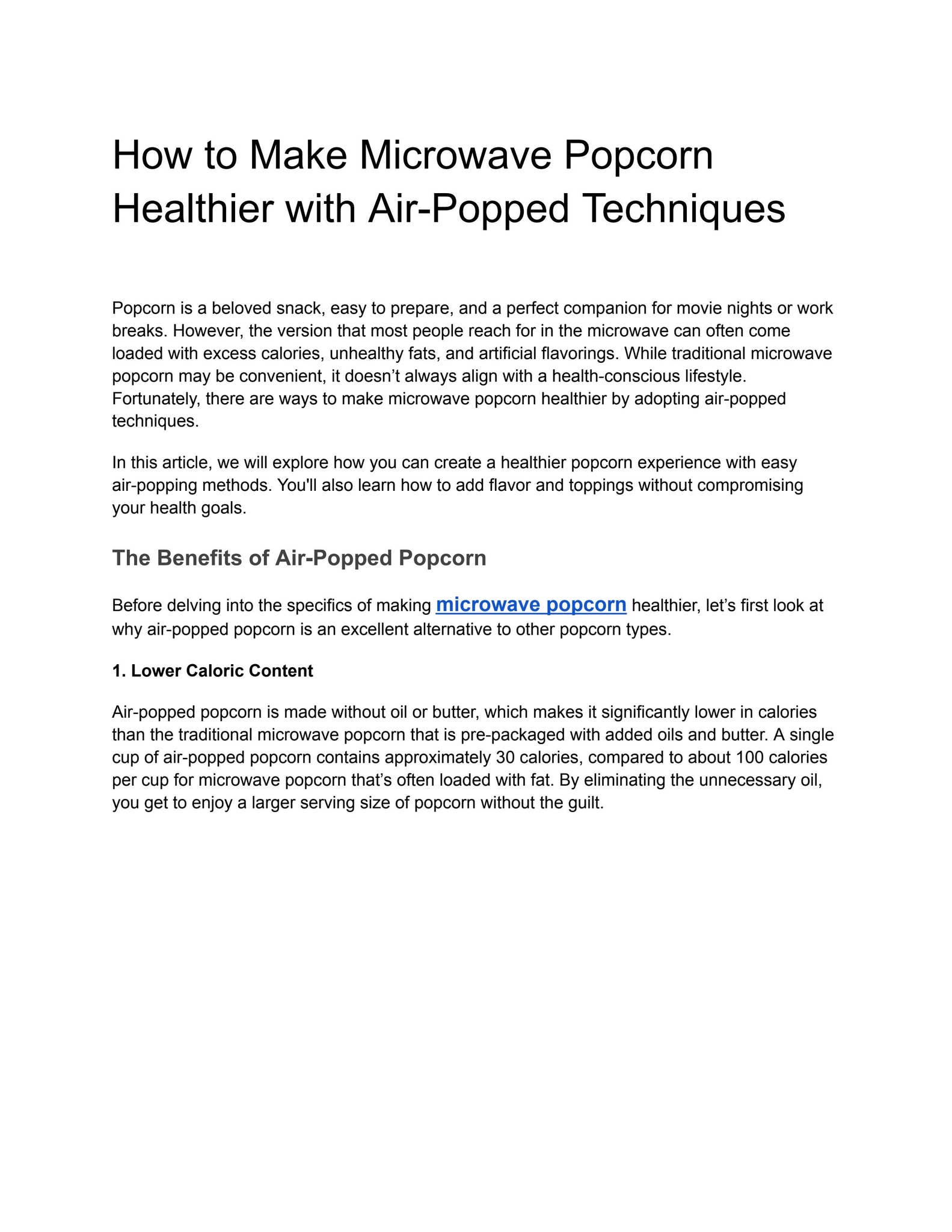How to Make Microwave Popcorn Healthier with Air-Popped Techniques by ...