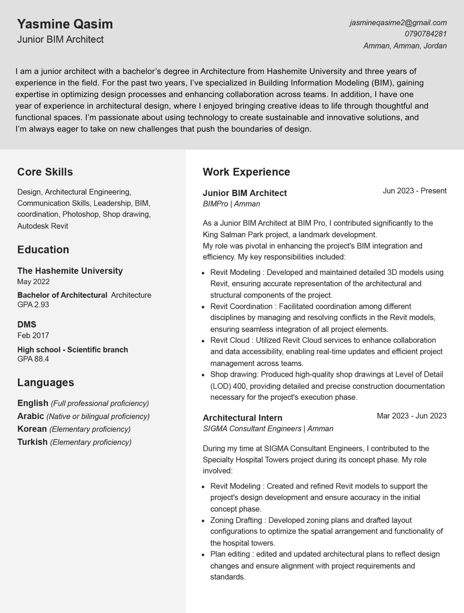 Yasmine Qasim-CV by jasmine qasime - Issuu