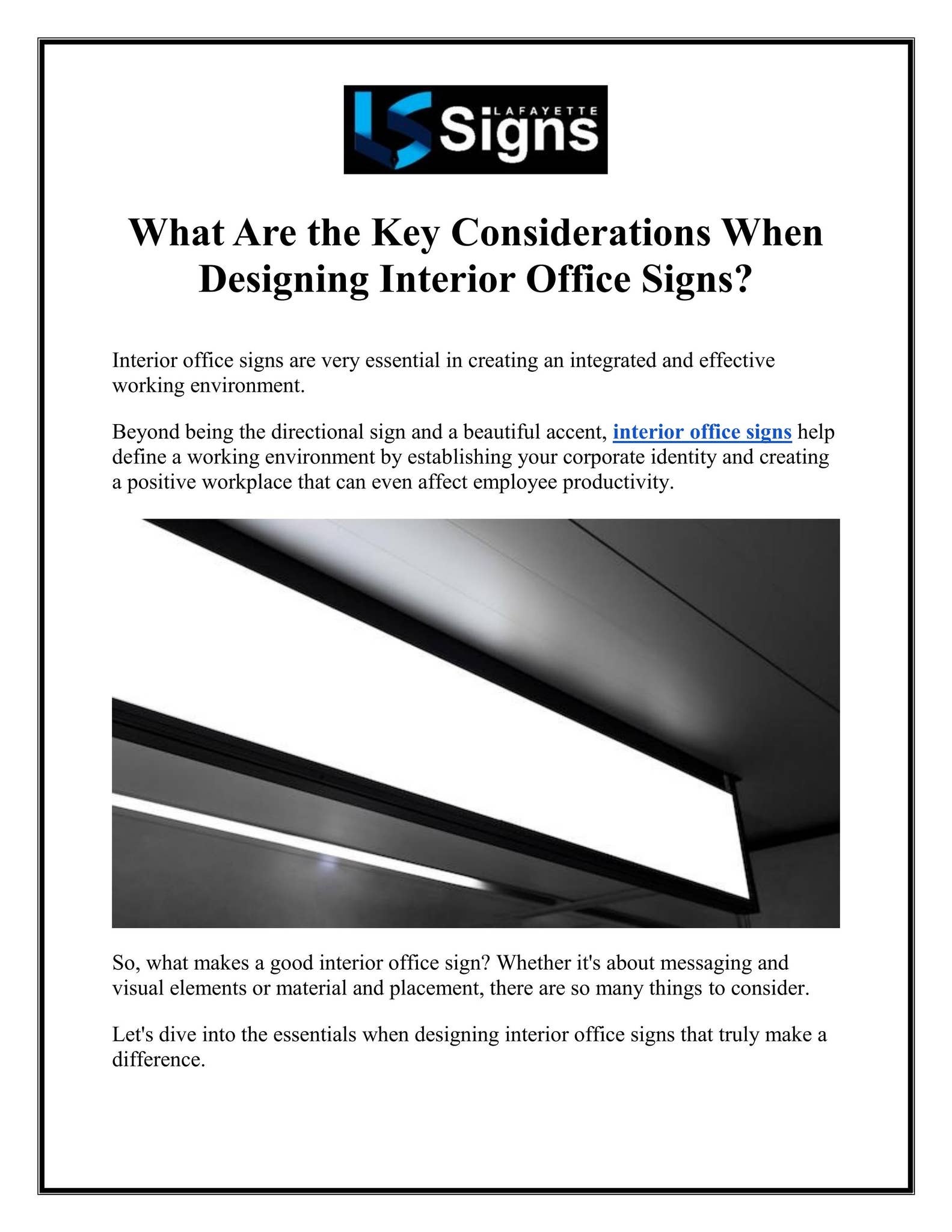 What Are the Key Considerations When Designing Interior Office Signs by ...