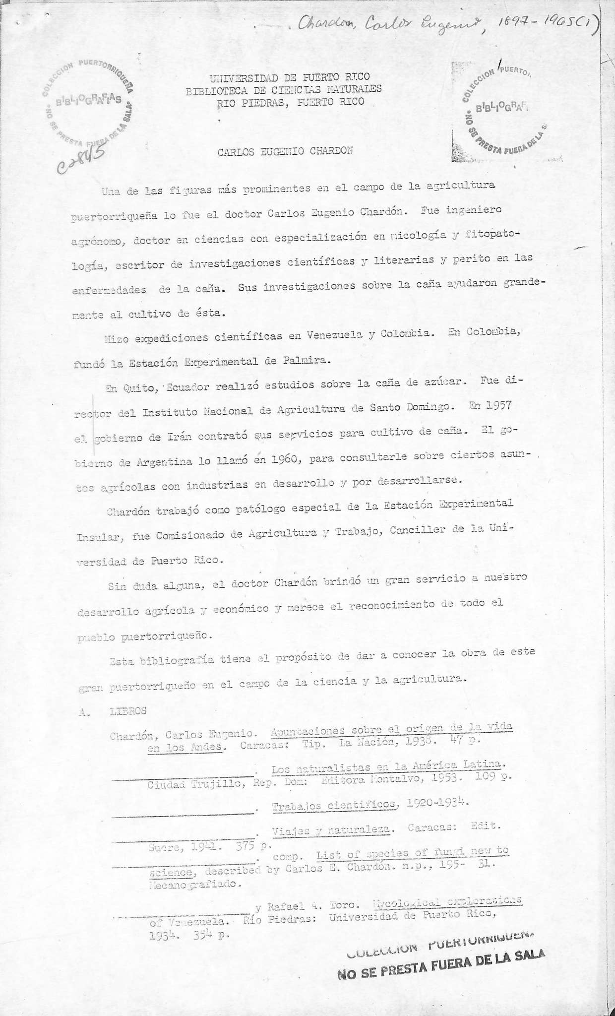 Carlos Eugenio Chardón (1897-1965) by La Colección Puertorriqueña - Issuu