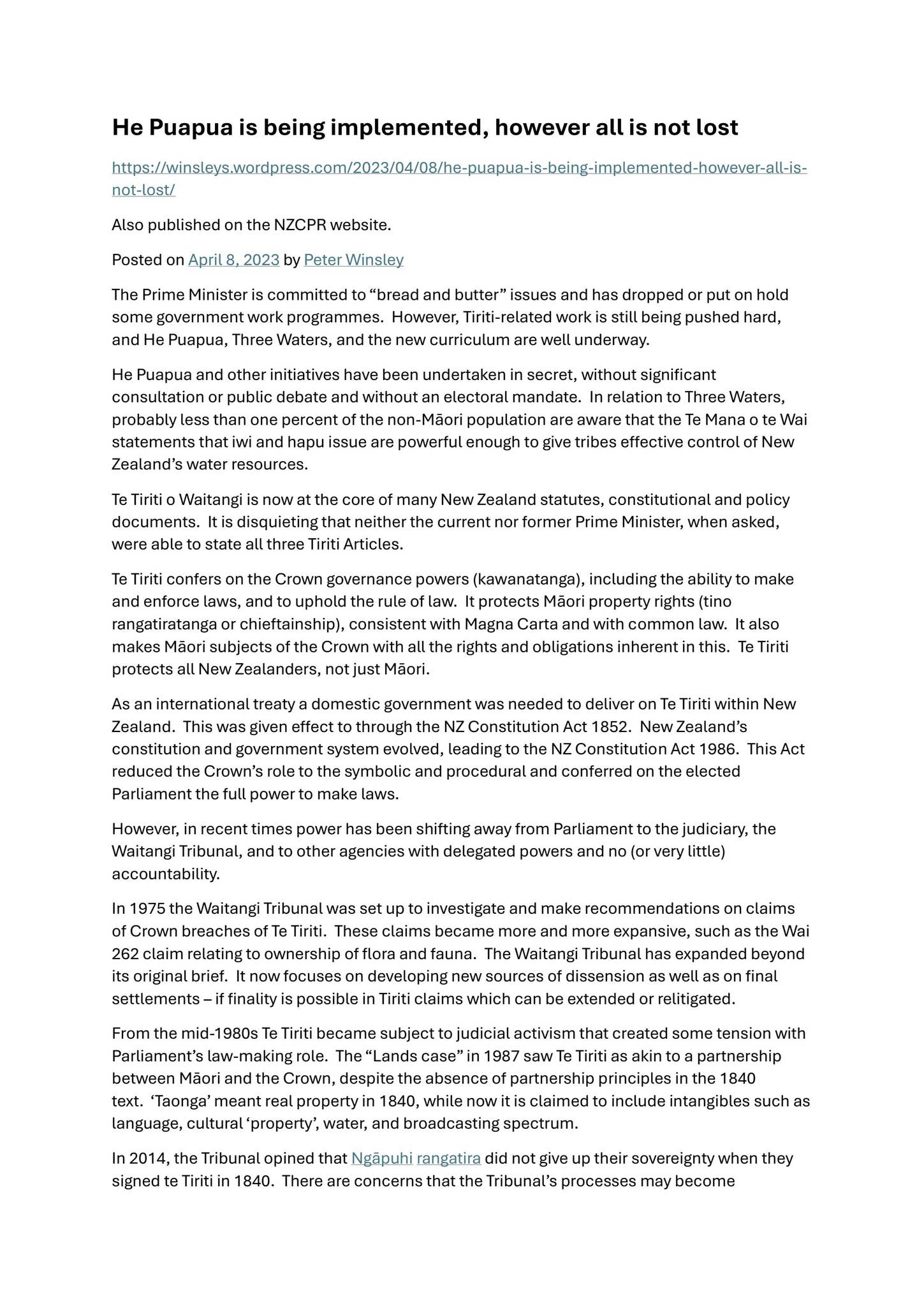 He Puapua is being implemented, however all is not lost_ by Stop Co ...