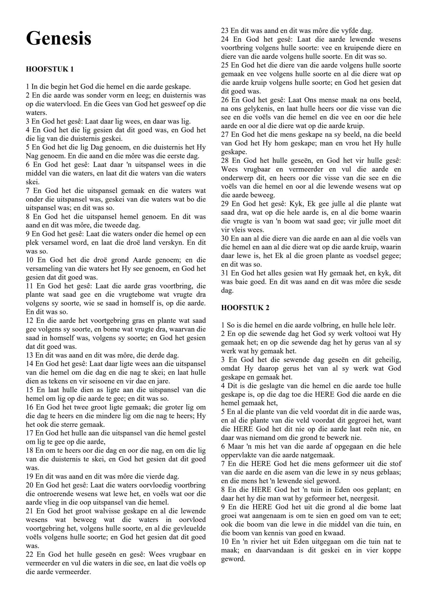 Afrikaans - The Book of Genesis by Filipino Tracts and Literature ...