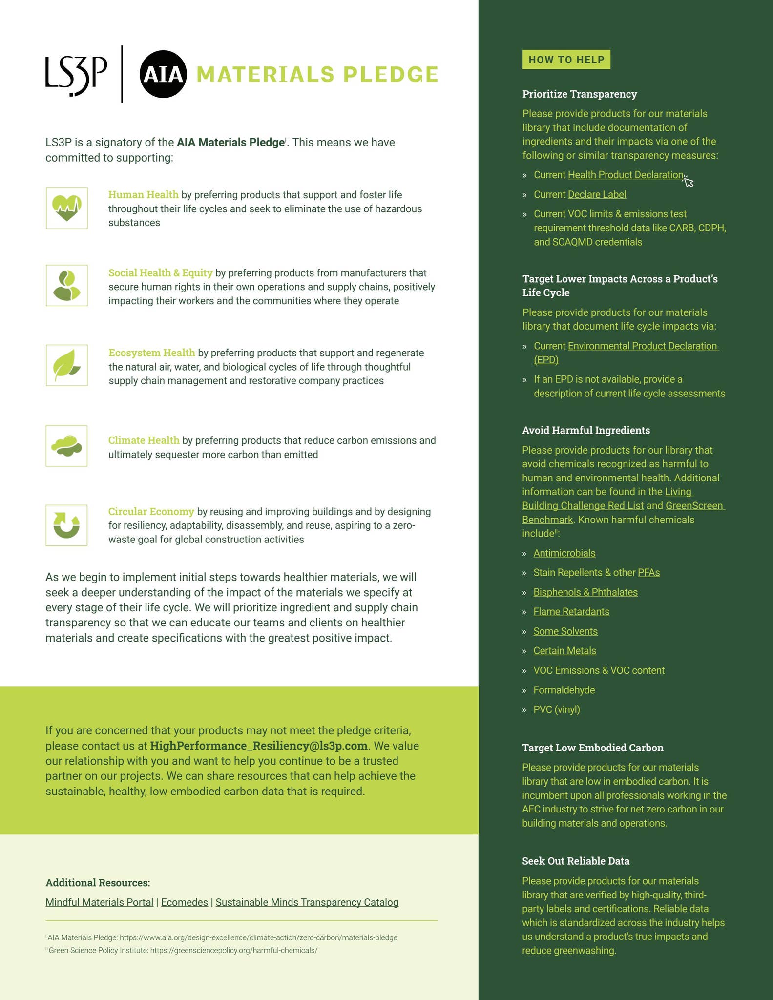 AIA Materials Pledge | LS3P by LS3P - Issuu