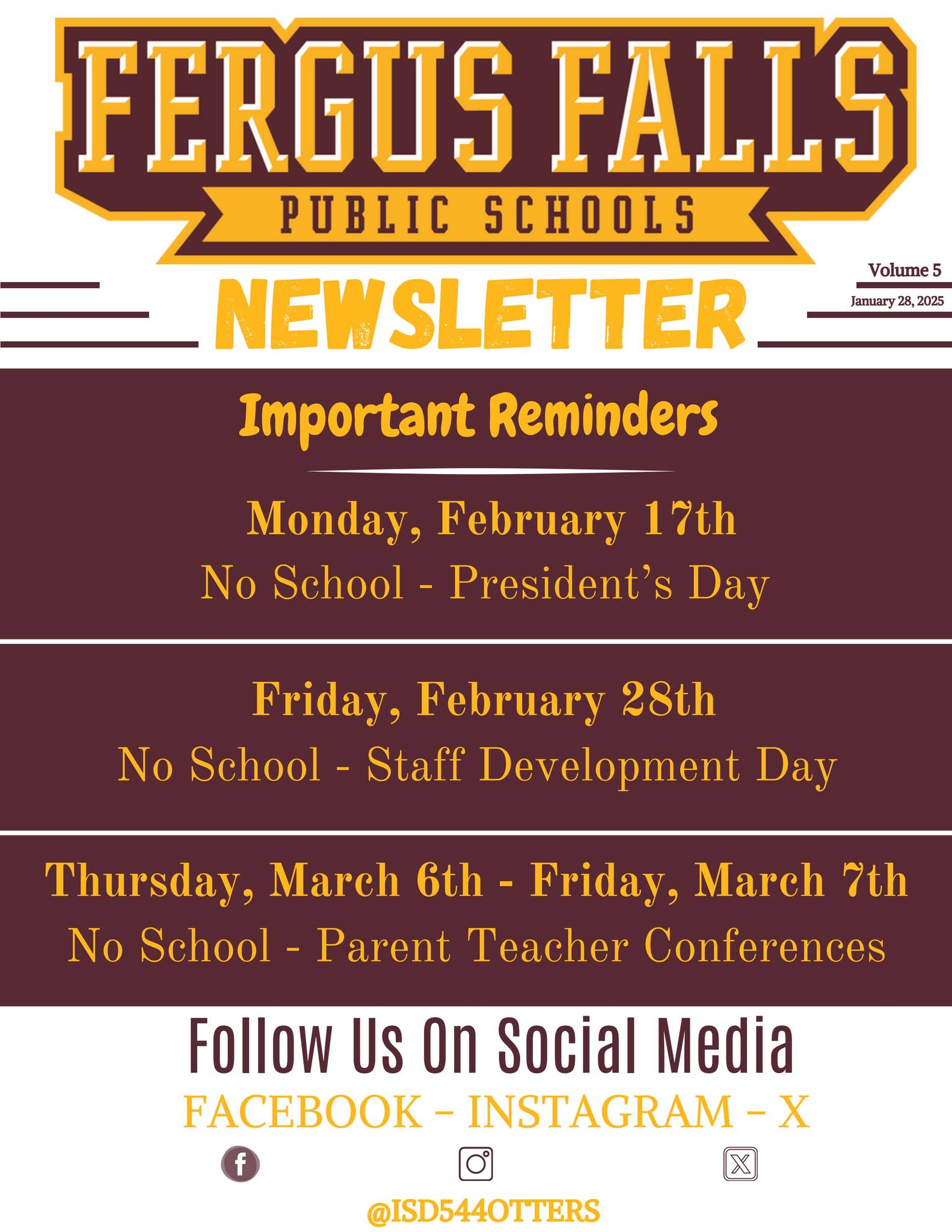 ISD 544 NEWSLETTER - Volume 5 by Fergus Falls Public Schools - Issuu