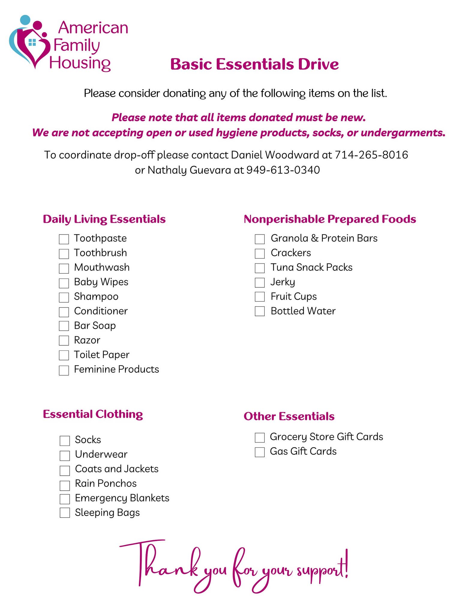 Basic Essentials Donation CheckList by afhusa - Issuu