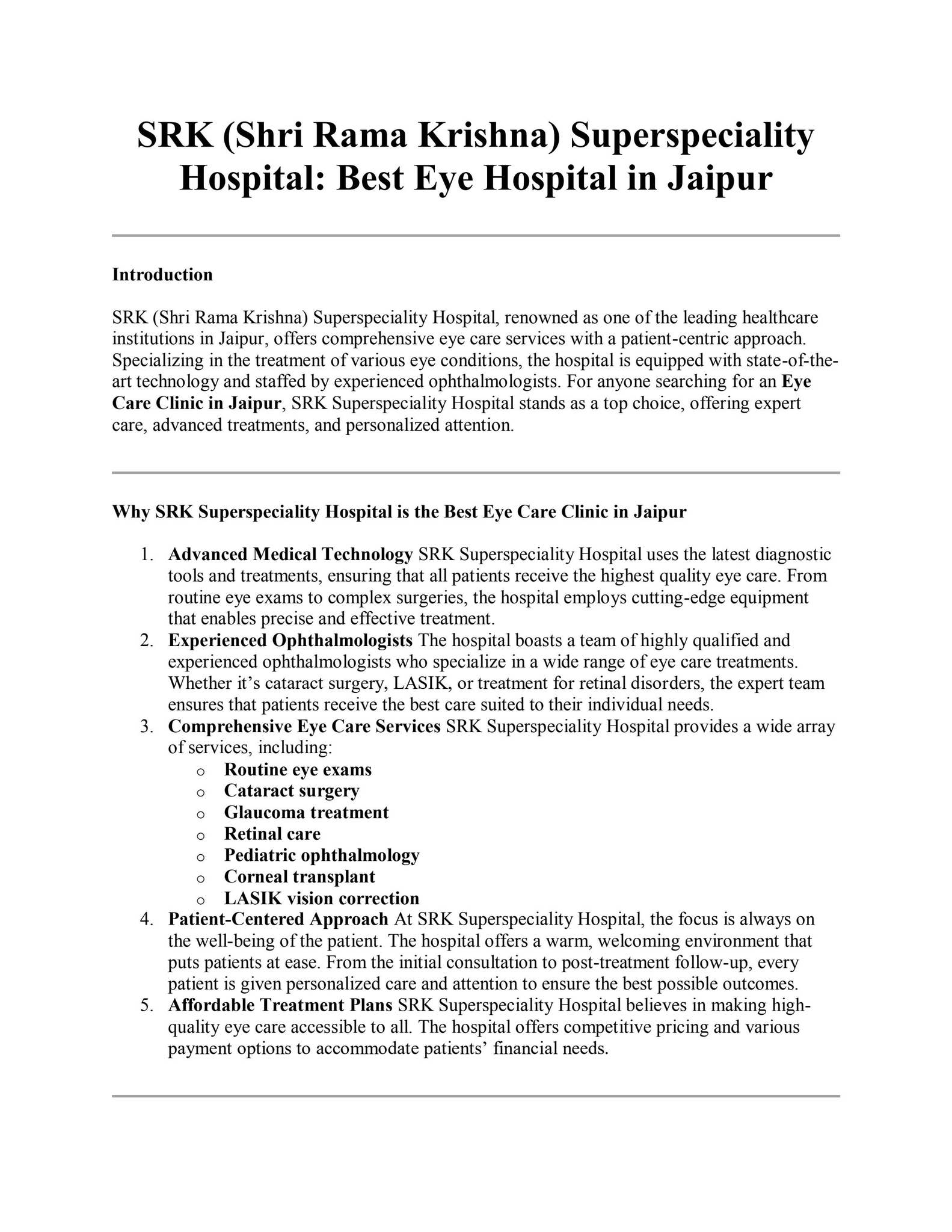 SRK (Shri Rama Krishna) Superspeciality Hospital: Best Eye Hospital in ...