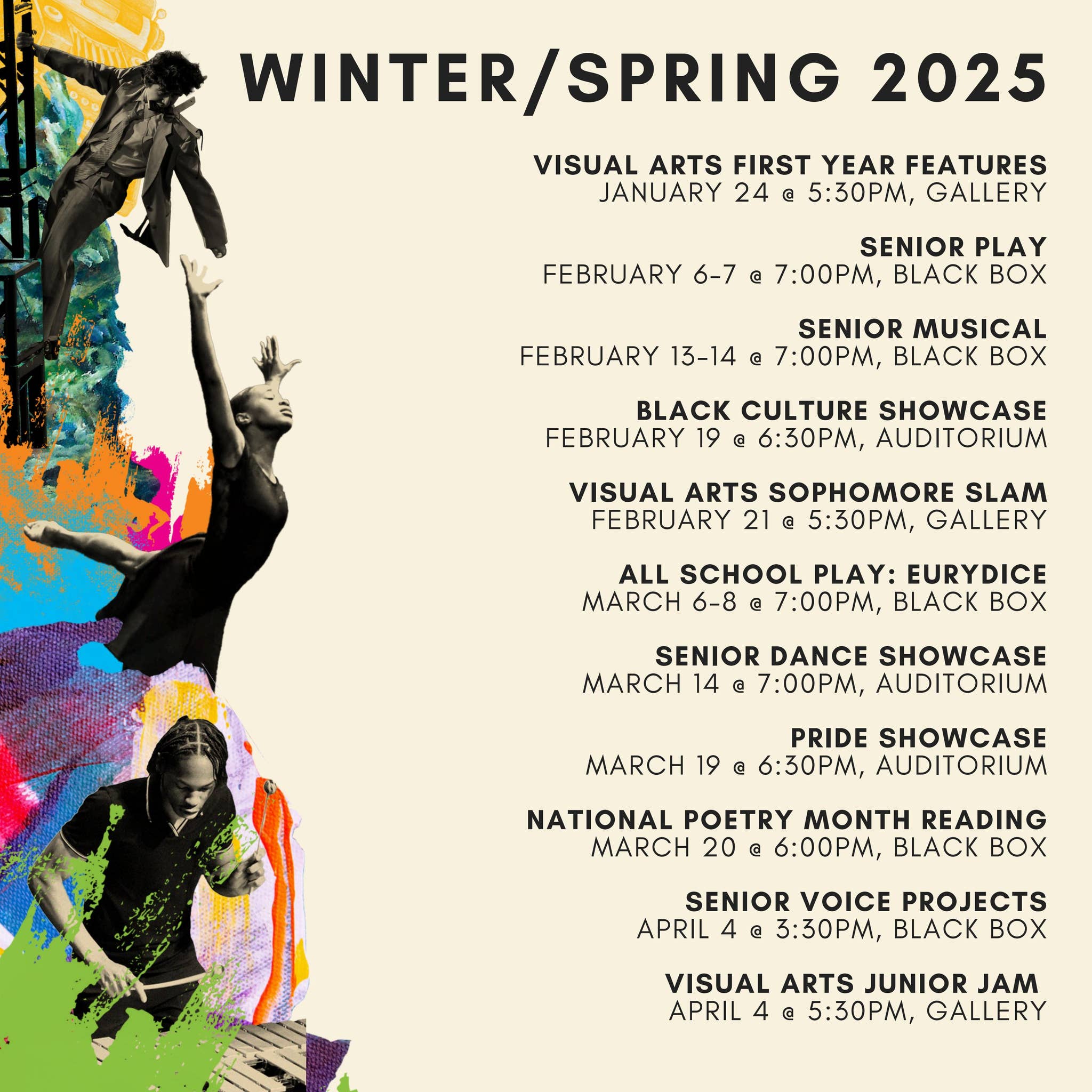 ChiArts Winter & Spring Production Calendar 2025 by The Chicago High ...