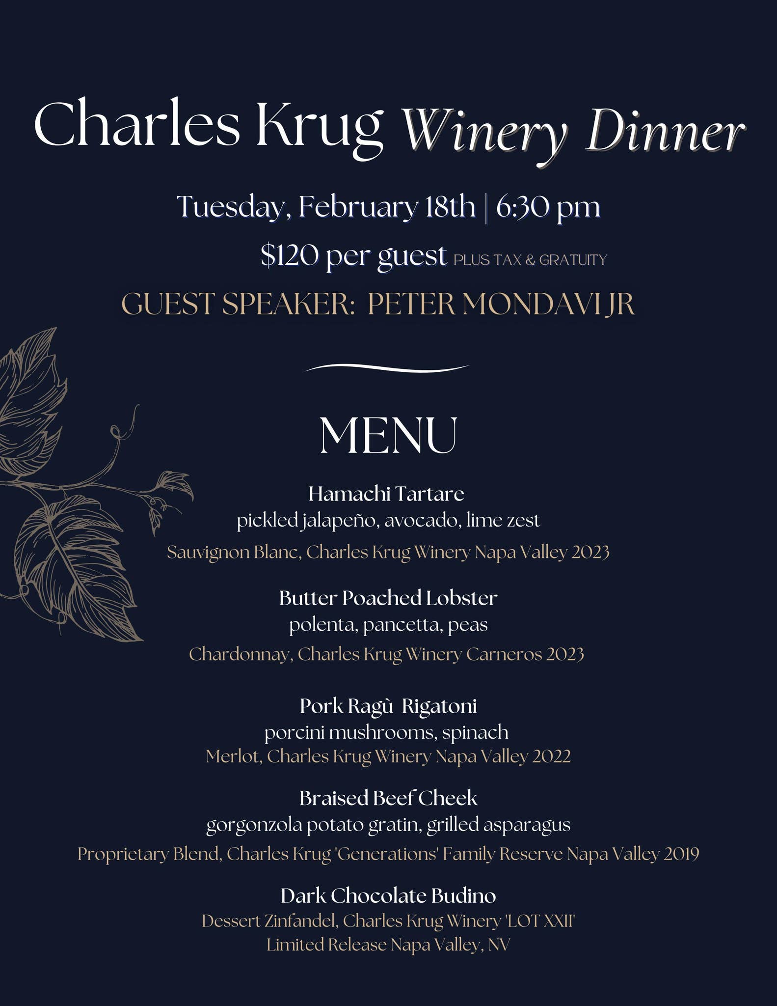 Krug Wine Dinner Menu by Derek Brown - Issuu