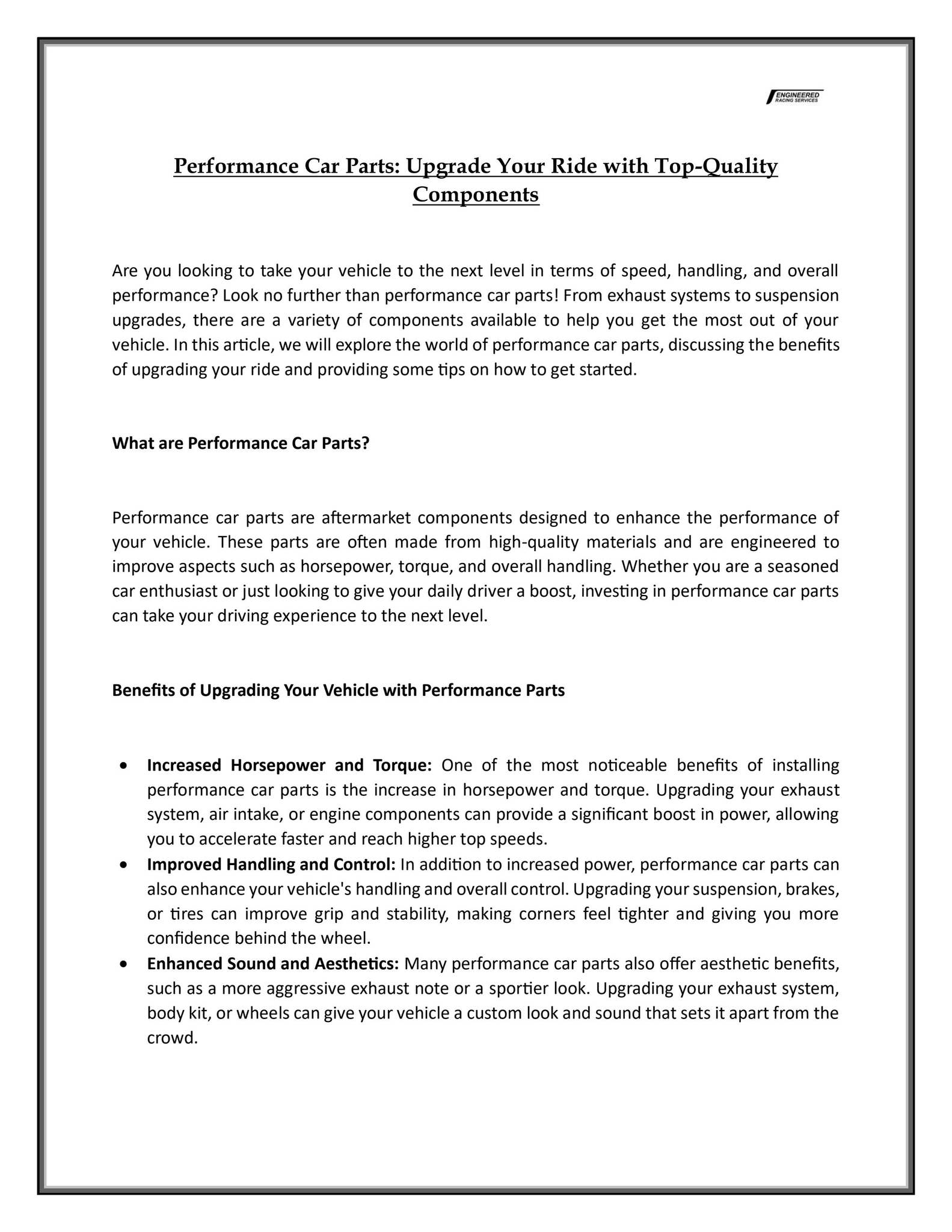 Performance Car Parts: Upgrade Your Ride with Top-Quality Components by ...