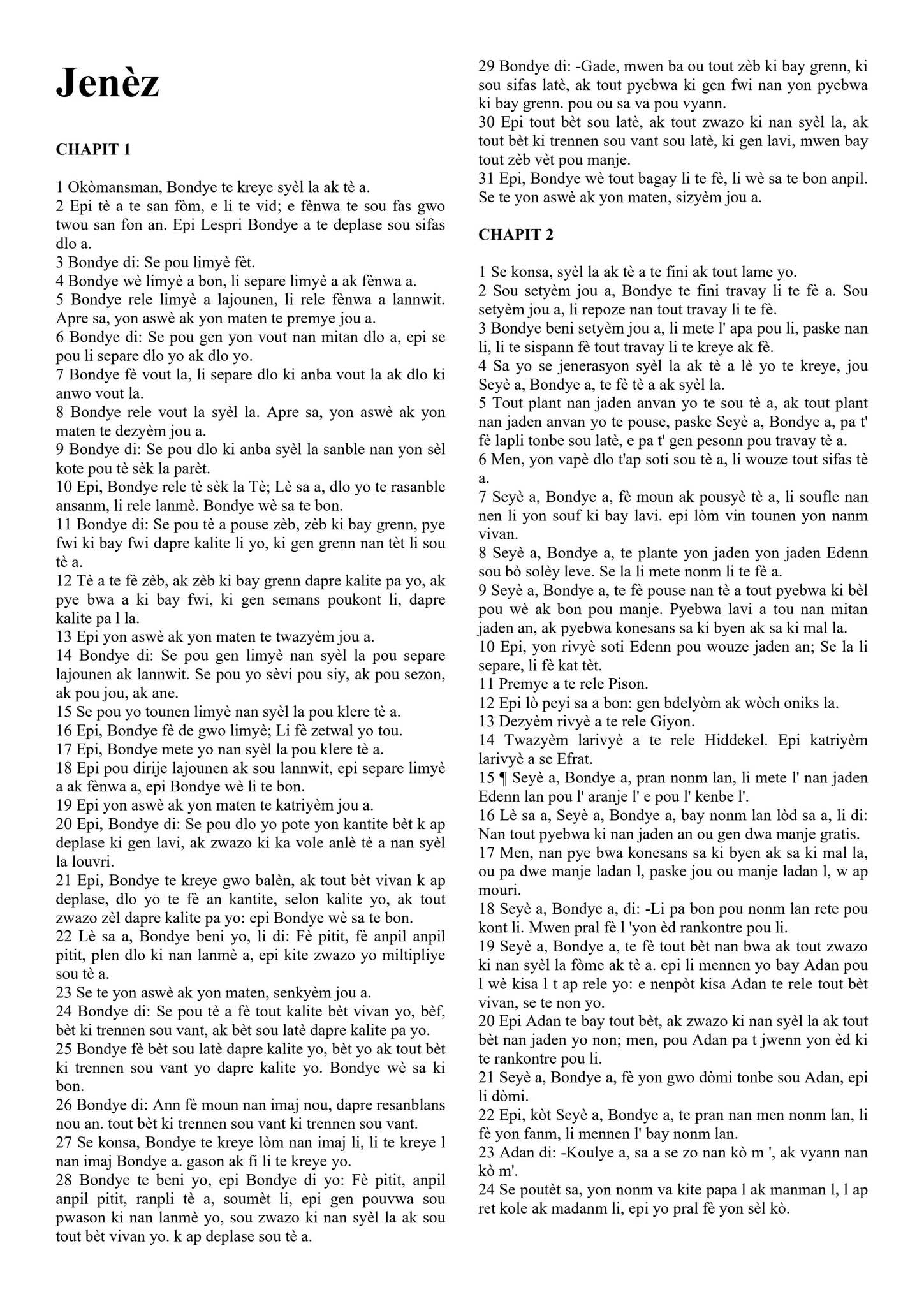 Haitian Creole - The Book of Genesis by Filipino Tracts and Literature ...
