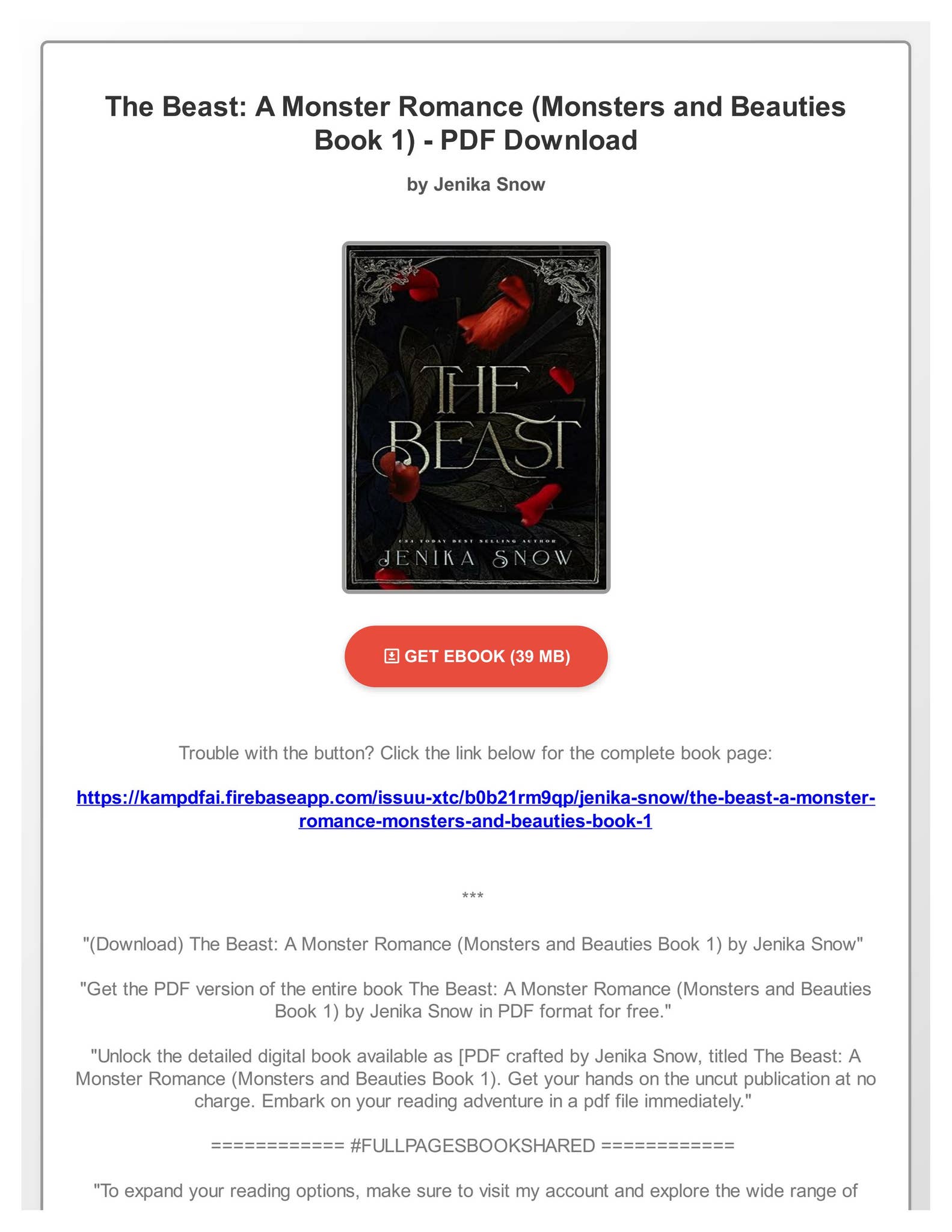 (Download) The Beast: A Monster Romance (Monsters and Beauties Book 1 ...