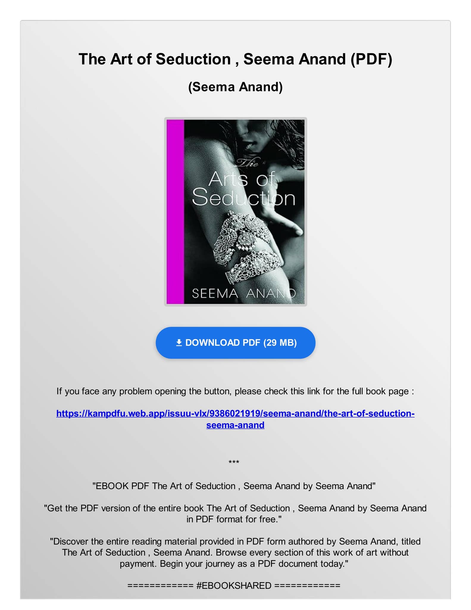 EBOOK PDF The Art of Seduction , Seema Anand by Seema Anand by HoegerIIqr - Issuu