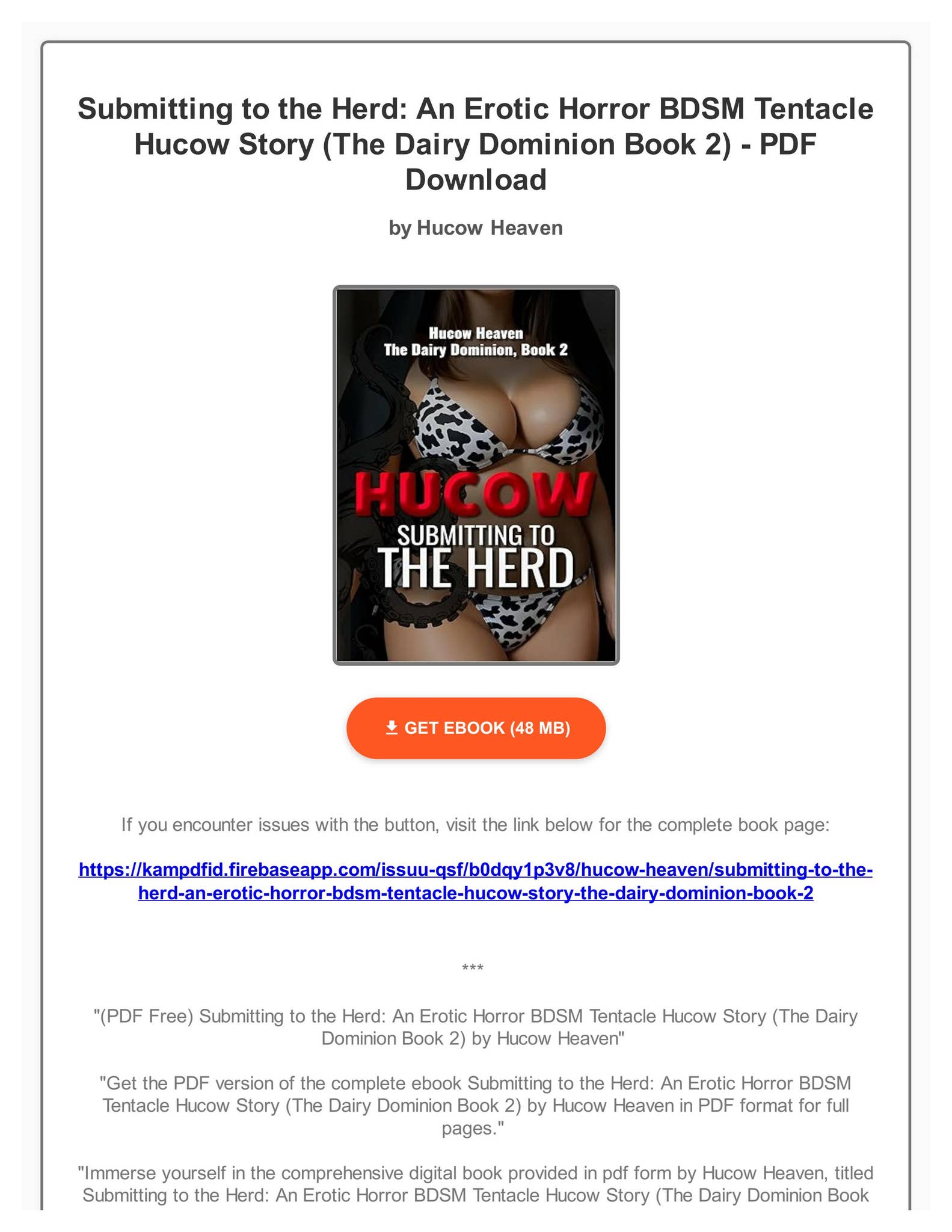 (PDF Free) Submitting to the Herd: An Erotic Horror BDSM Tentacle Hucow Story (The Dairy ...