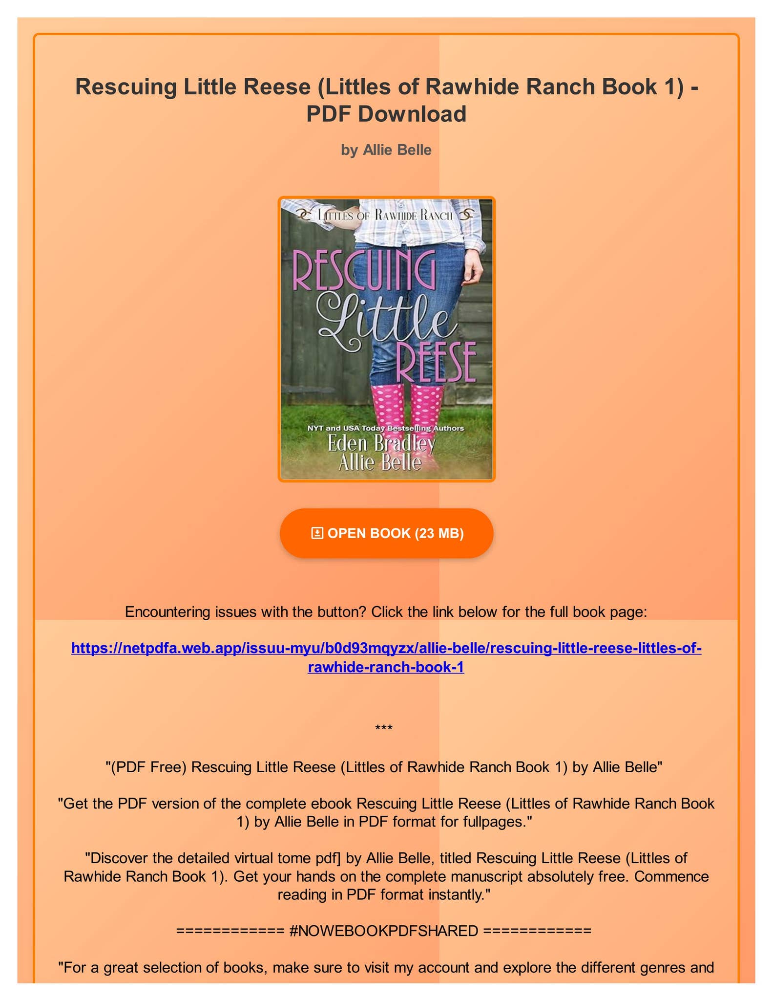 (PDF Free) Rescuing Little Reese (Littles of Rawhide Ranch Book 1) by ...