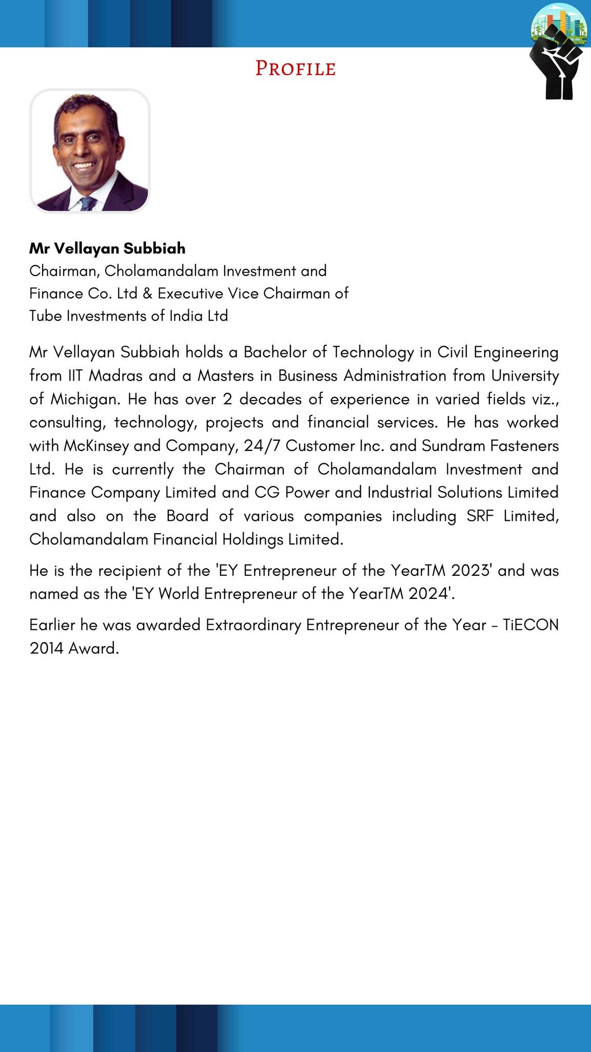 12 Feb 2025 - Profile Vellayan Subbiah by Madras Management Association - Issuu