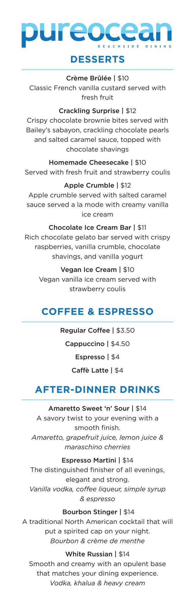 Pureocean Aruba Dessert Menu by Divi Resorts - Issuu