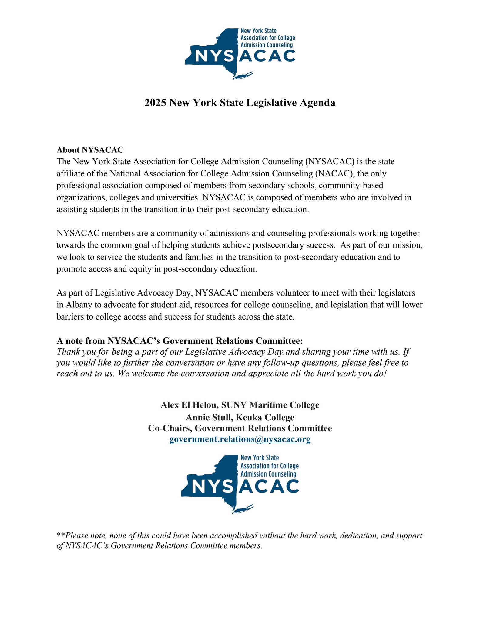 2025 NYSACAC Legislative Agenda by Alex El Helou - Issuu
