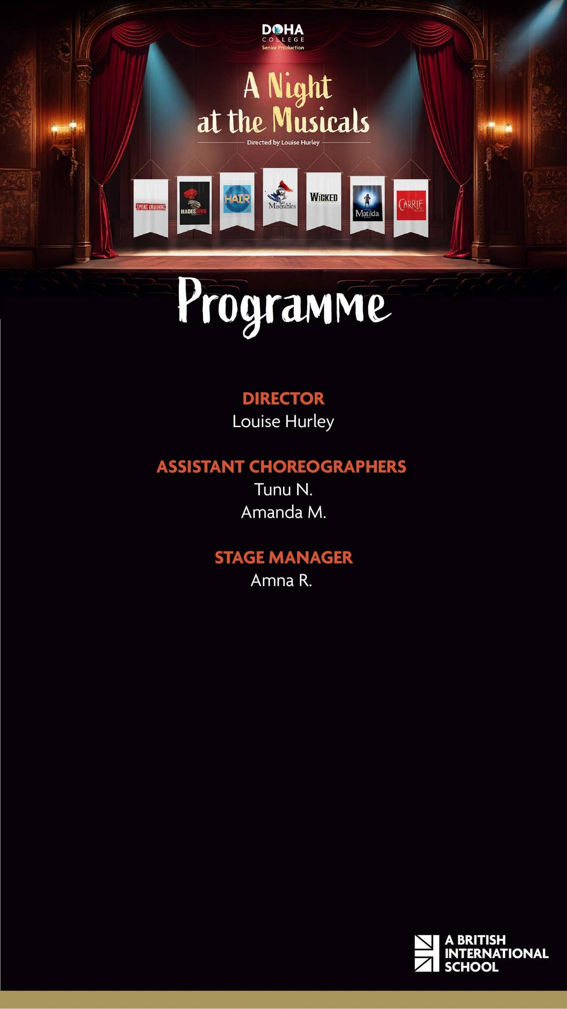A Night at the Musicals Programme by Doha College - British ...