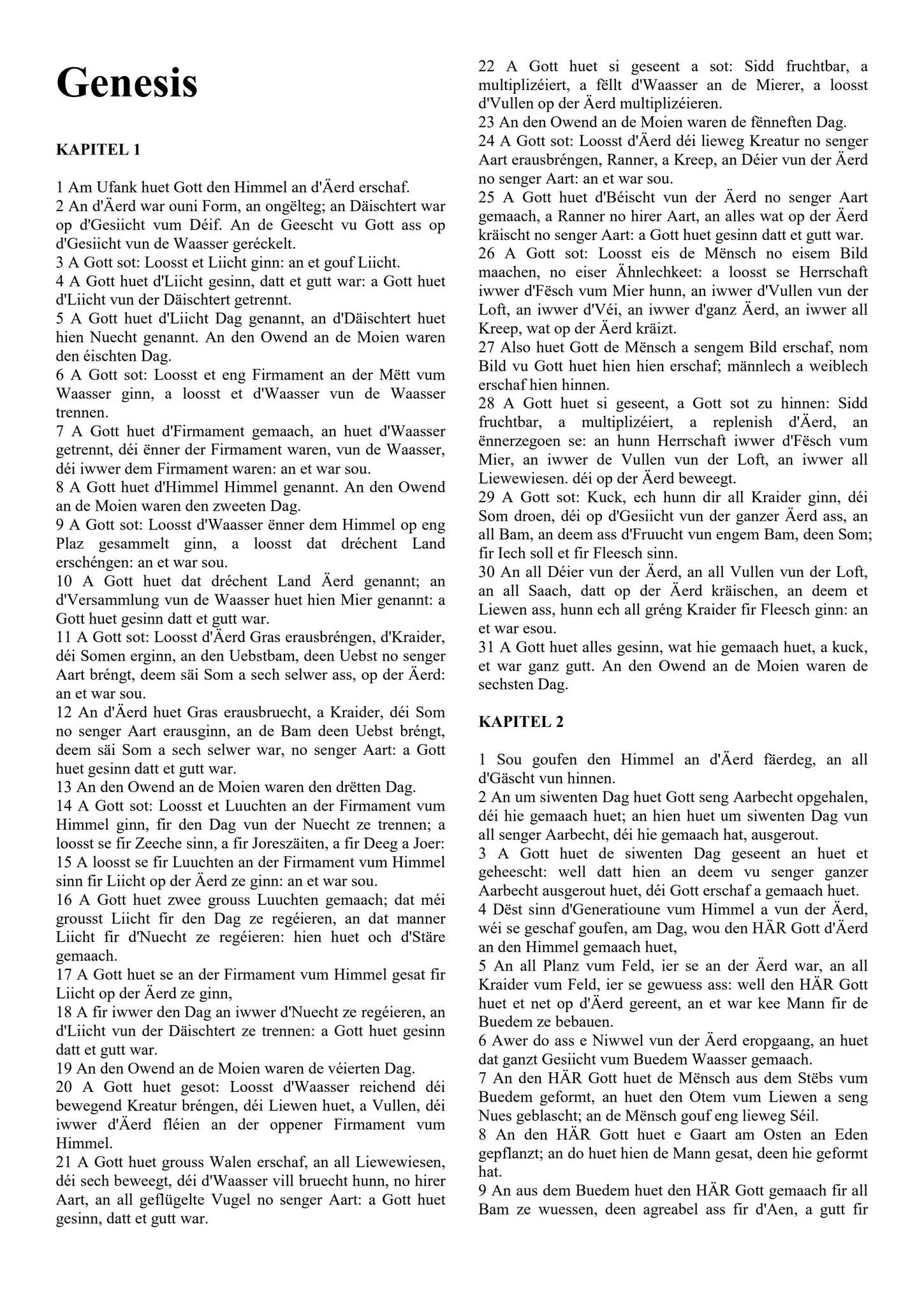 Luxembourgish - The Book of Genesis by Filipino Tracts and Literature ...