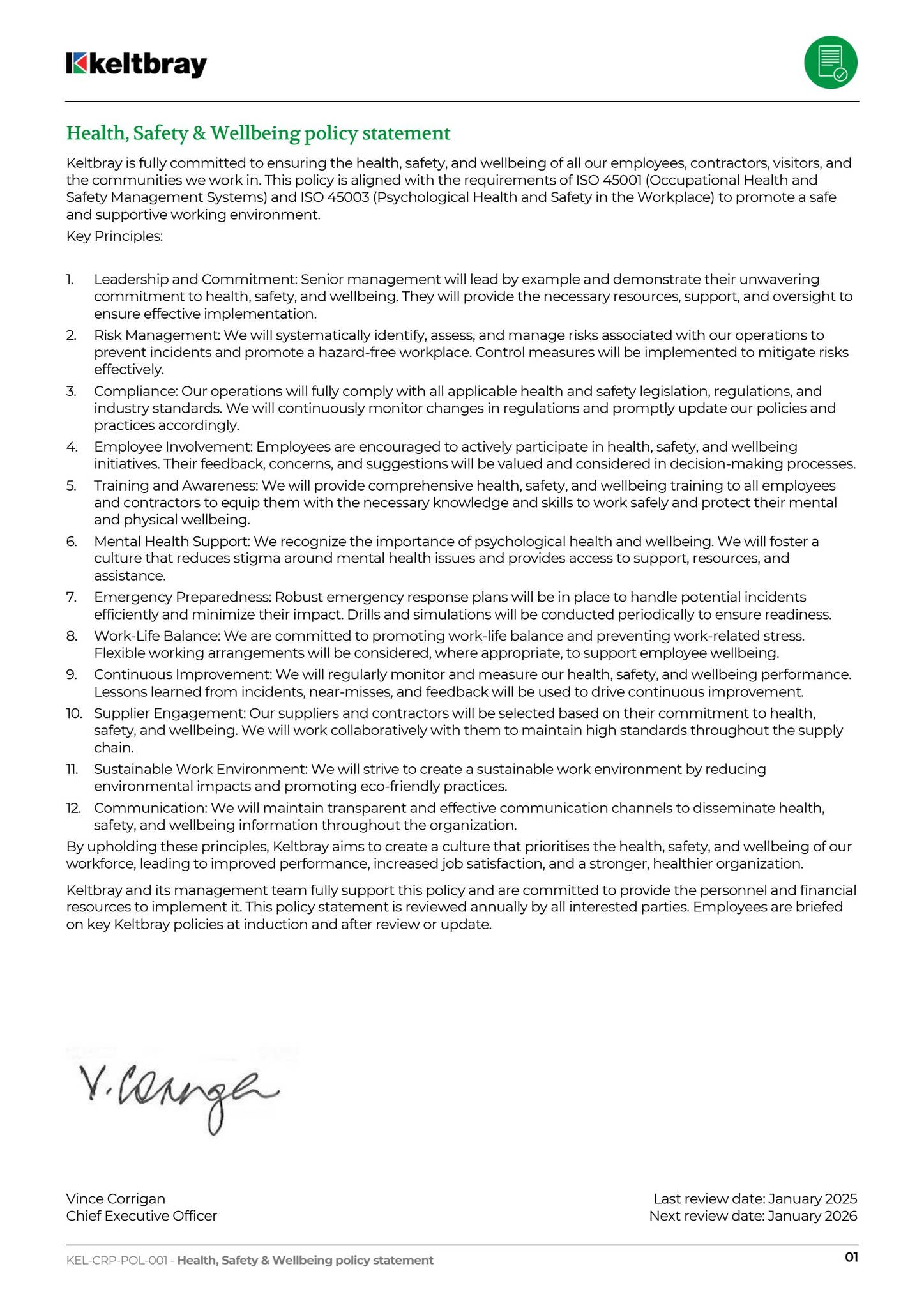 Health, Safety & Wellbeing policy statement by Keltbray - Issuu