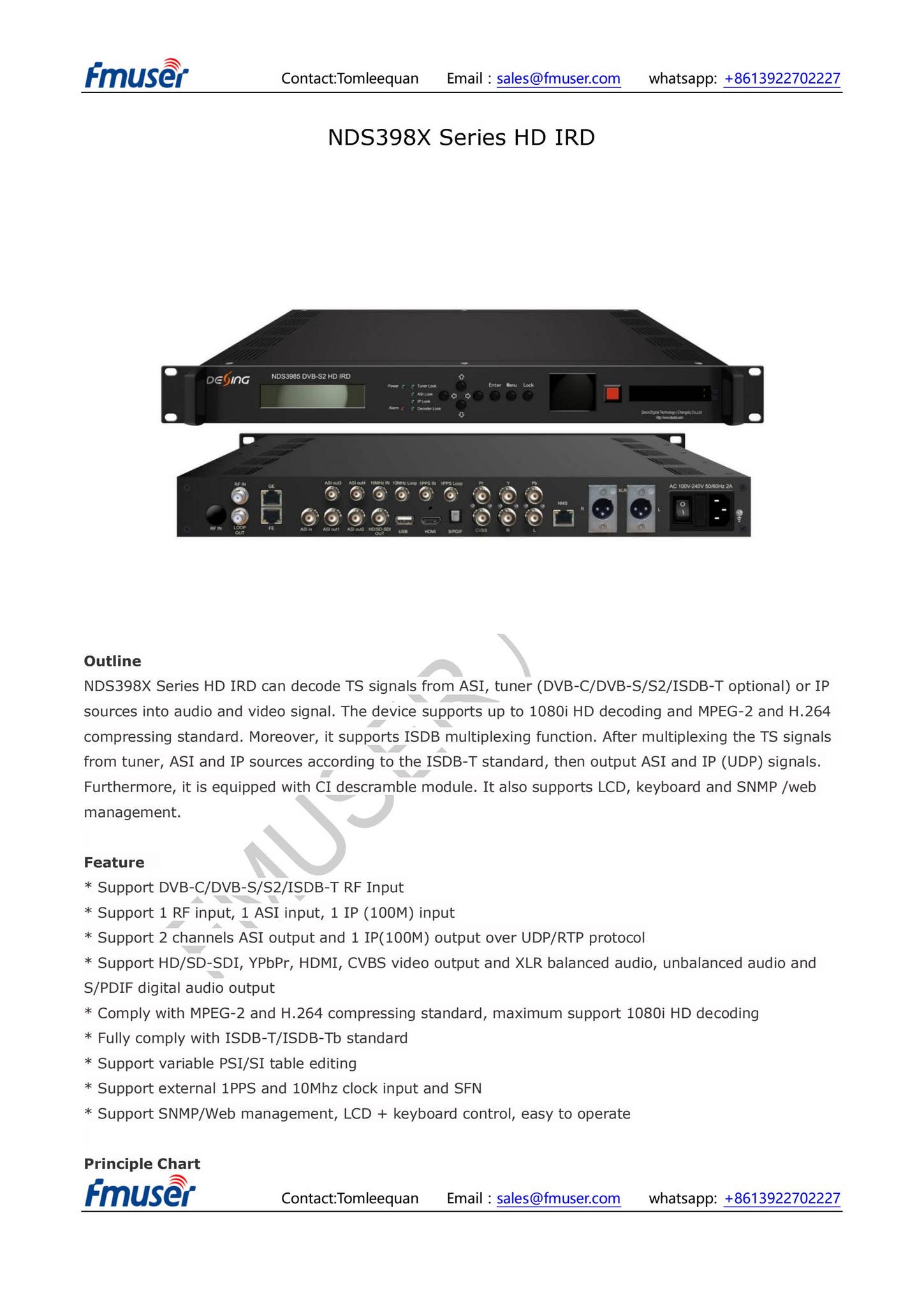 NDS398X Series HD IRD Decoder by FMUSER Broadcast - Issuu