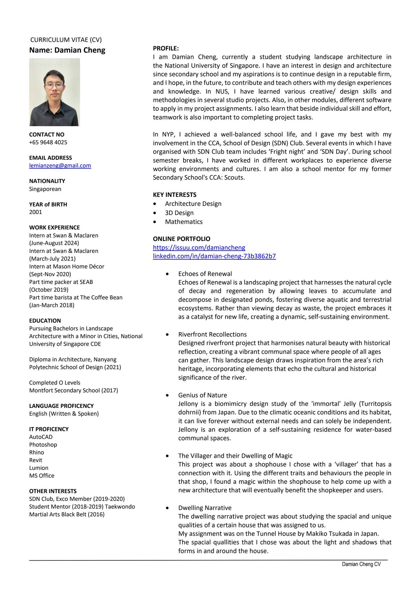 Damian Cheng_CV 2025 by Damian C - Issuu